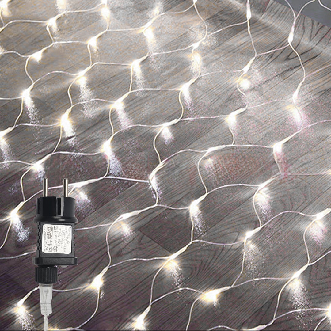 Filet Lumineux LED 4.5x1.6M Blanc froid Chaîne lumineuse avec 8 modes ...