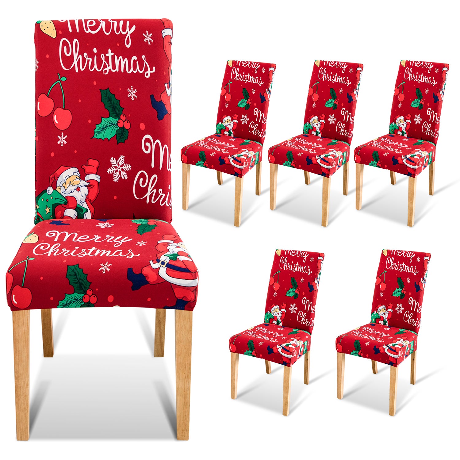 Housse de Chaise,Lot de 6 Housses de Chaise Universelle Christmas Chair ...