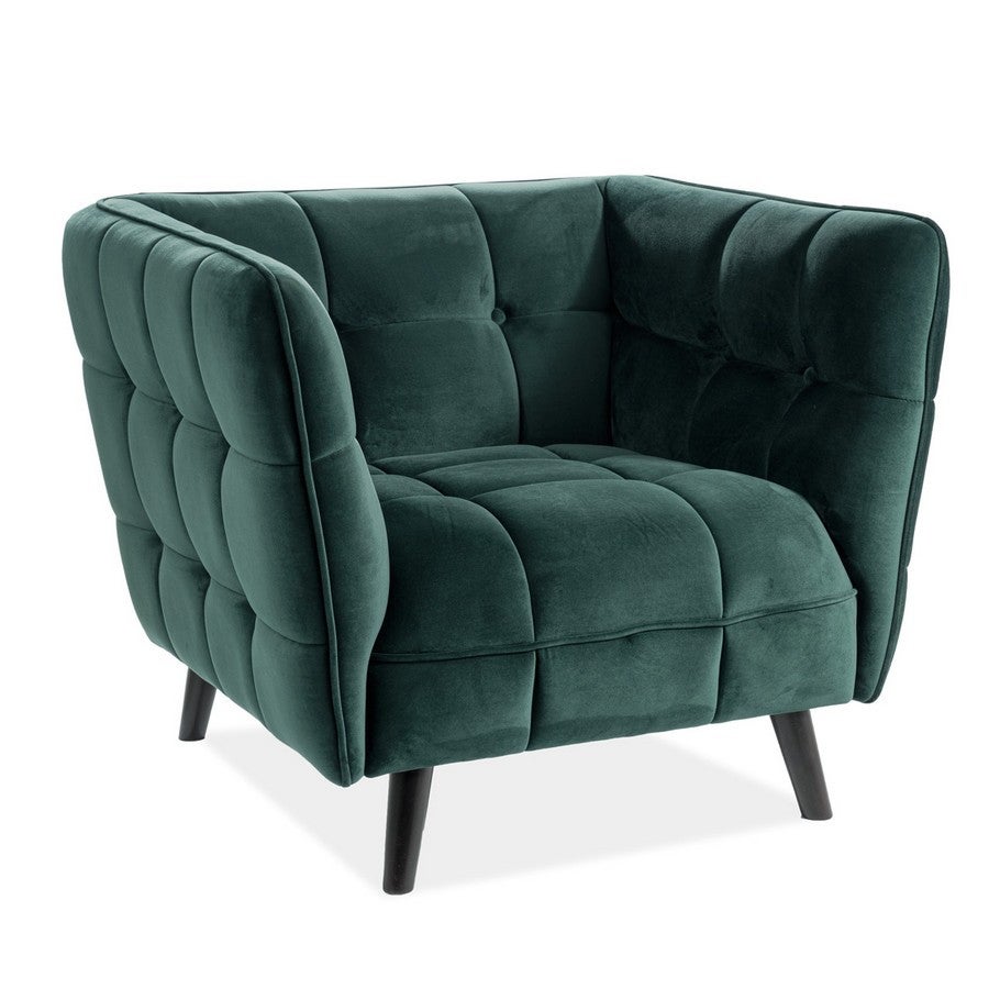 Fauteuil design carré velours vert Compi | Leroy Merlin