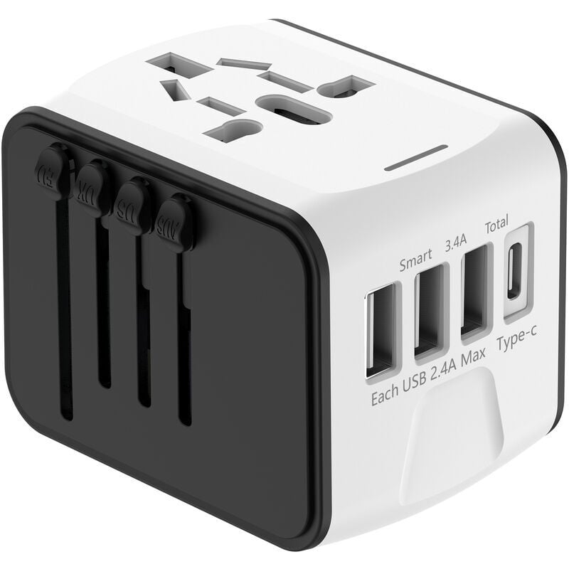 Adaptateur Voyage Universel International avec 3 USB et 1 Type C, 1500W ...