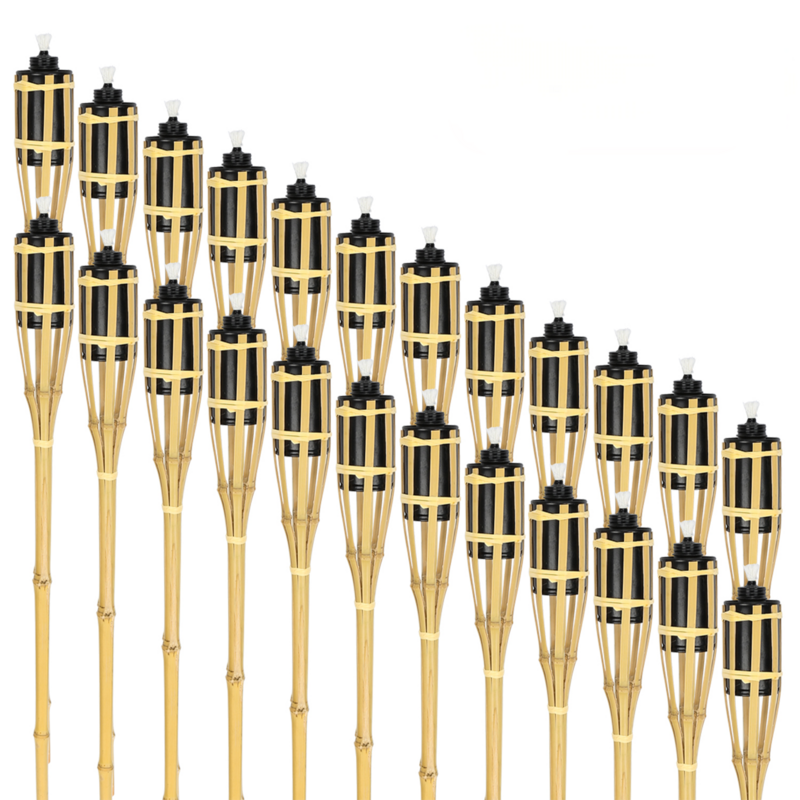 Juego de 24 antorchas de bambú para jardín, altura: 90 cm, antorchas de ...