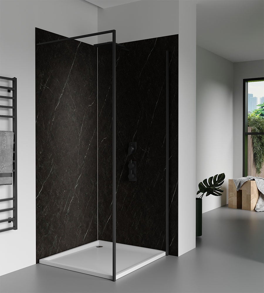 Panel SPC Isodeco de pared de losa de mármol Black Trevore Matt Black ...