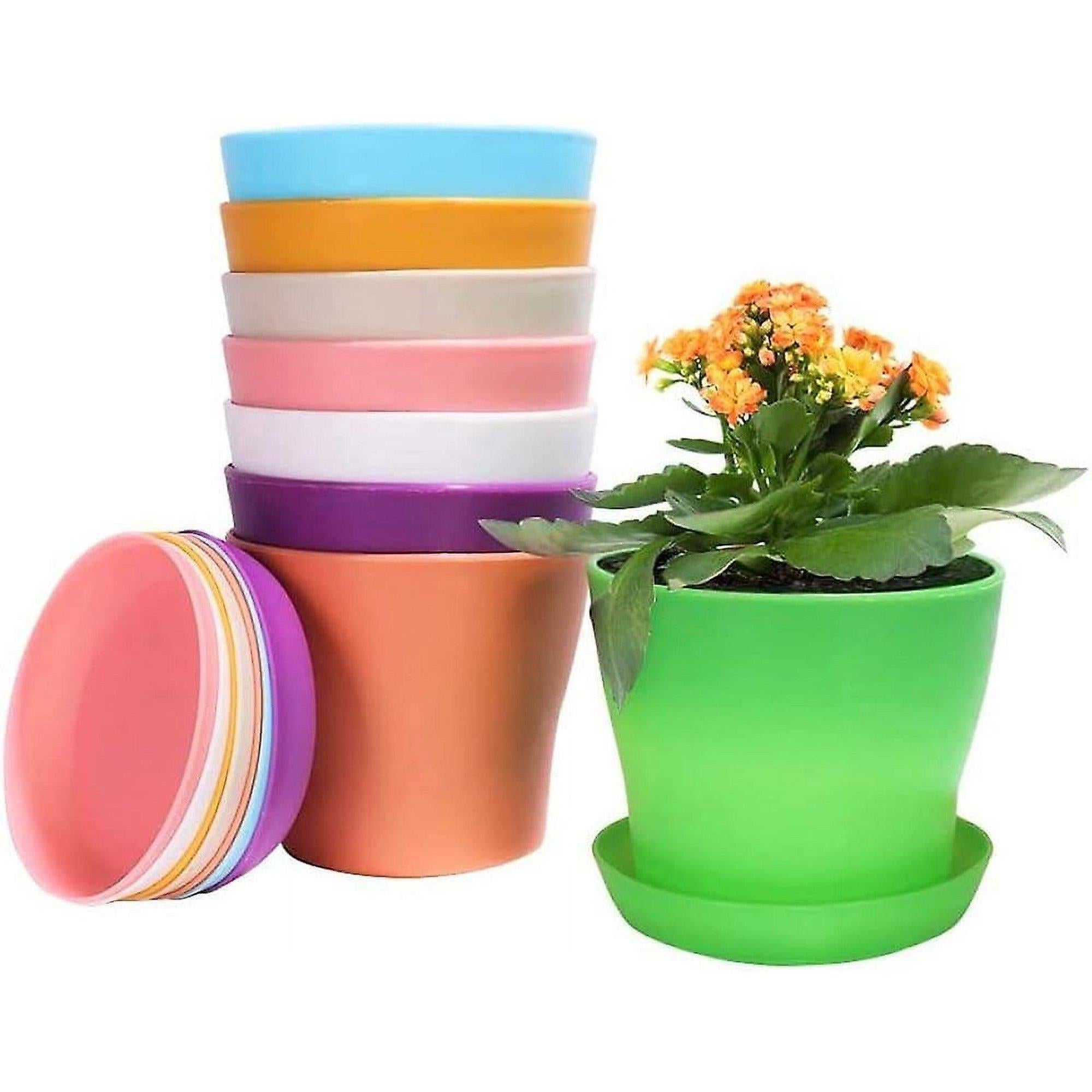 9-piece Set Of Medium Colored Plastic Plant Pots, 9 Different Color ...