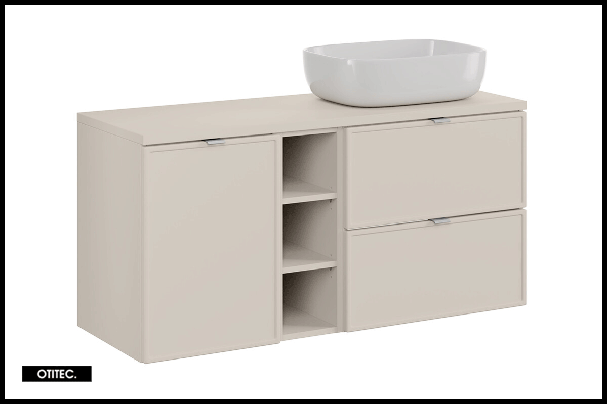 Ensemble meuble de 120 cm - Avec Plan - Avec vasque à poser - Haut Meuble - BELLA | Leroy Merlin