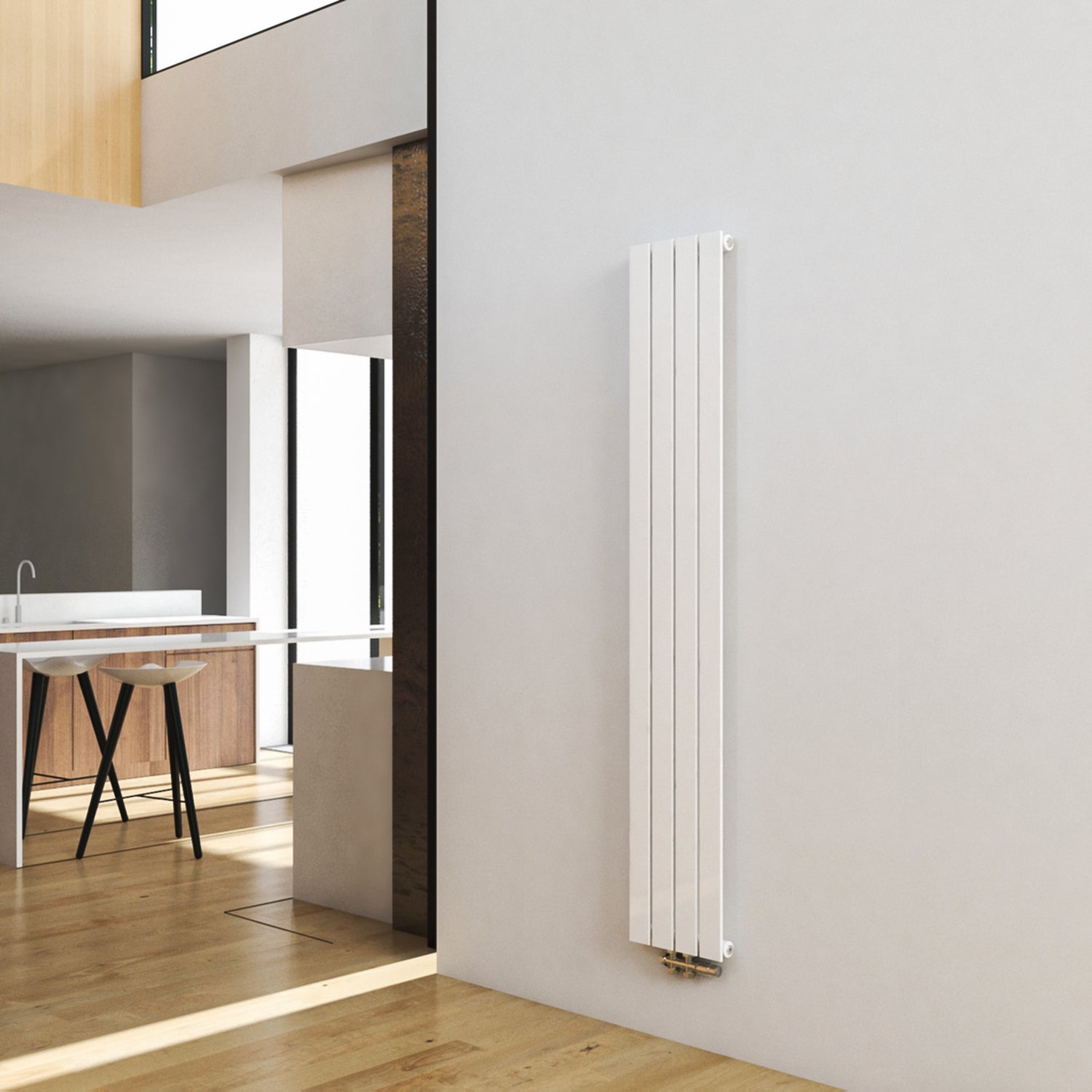Radiateur eau chaude vertical blanc acier classique basse témperature ...