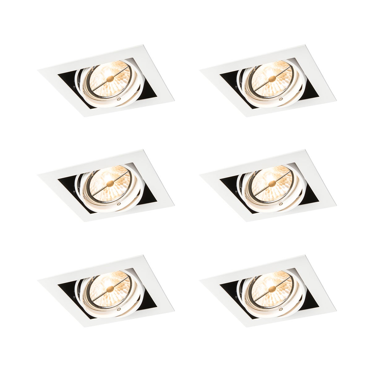 QAZQA Ensemble de 6 spots encastrables blancs AR111 orientables - Oneon | Leroy Merlin