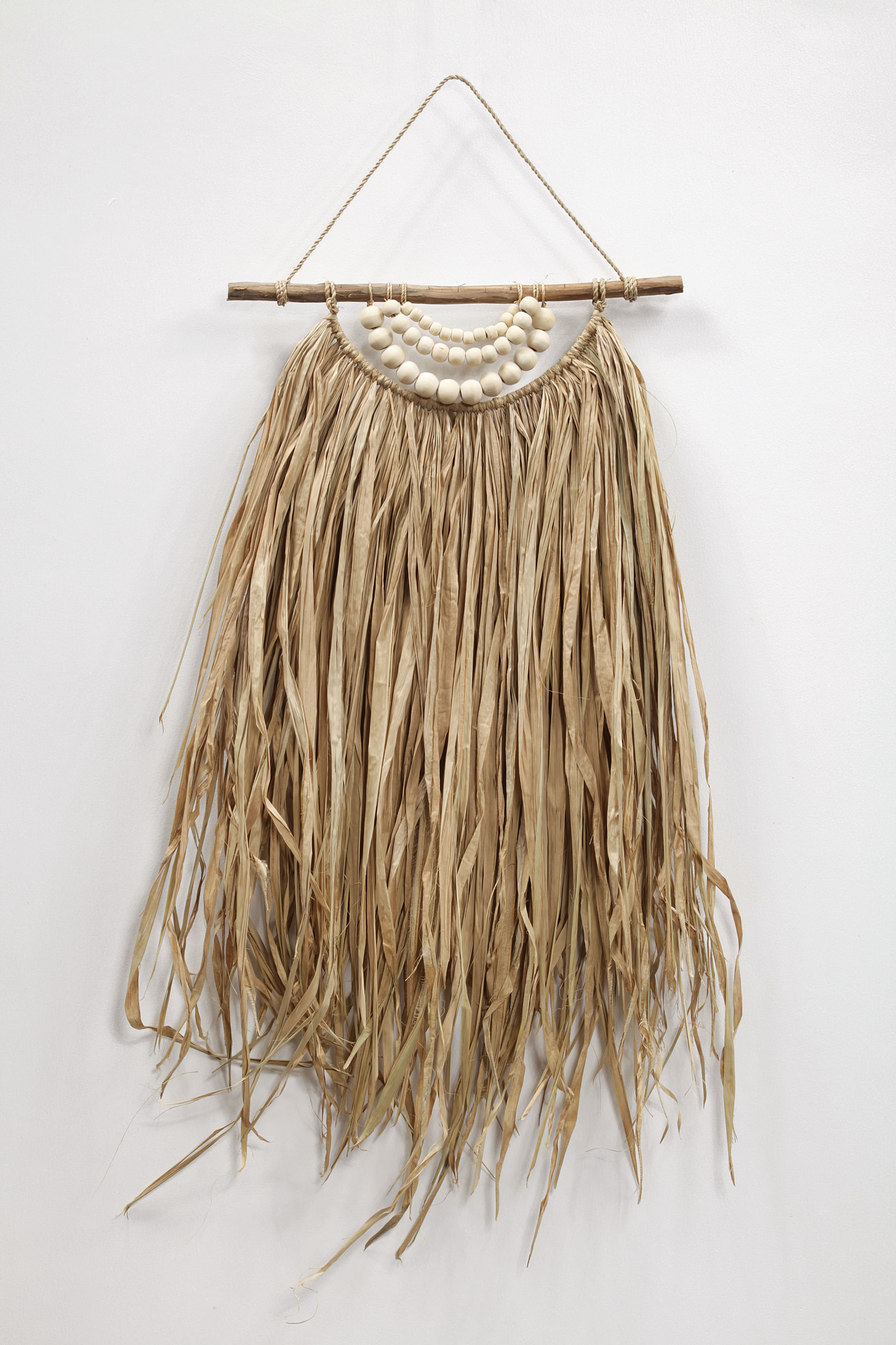 Décoration Murale en Sisal et Perle de Bois TAMAN - 40 x 2,5 x 80/100 ...
