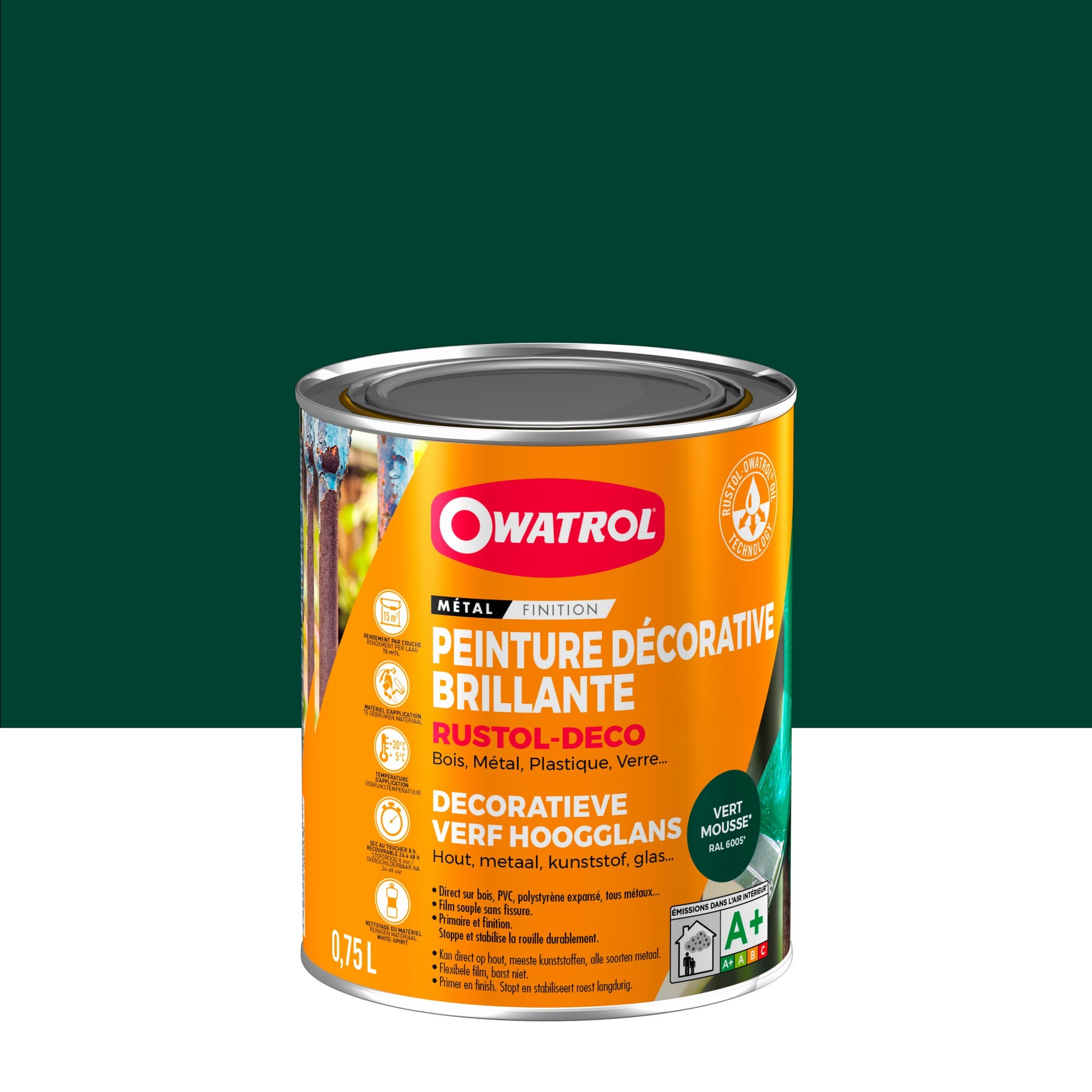 Peinture antirouille décorative Owatrol RUSTOL DECO BRILLANT Vert ...