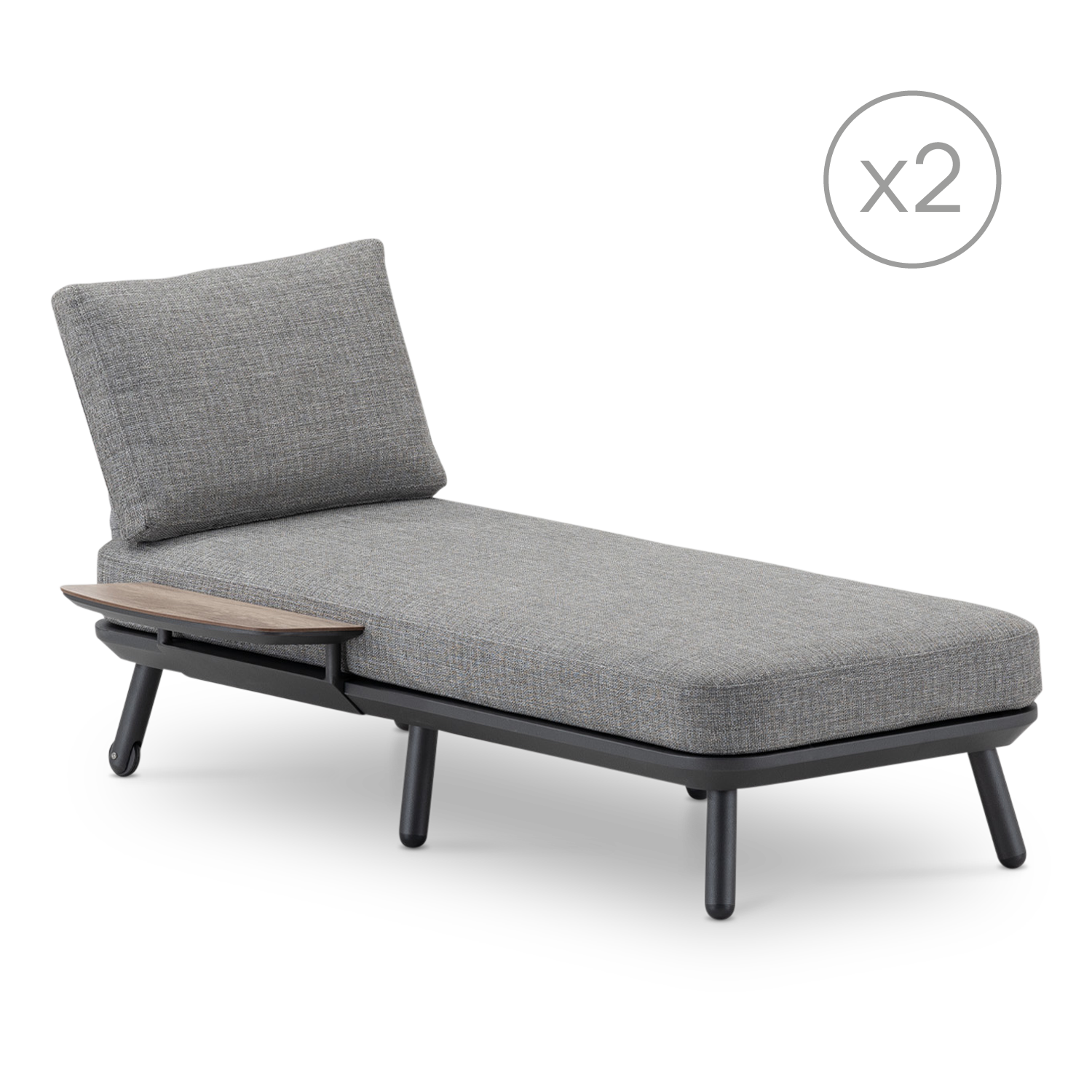 Lot de 2 chaises longues avec table anthracite - Matilda | Leroy Merlin
