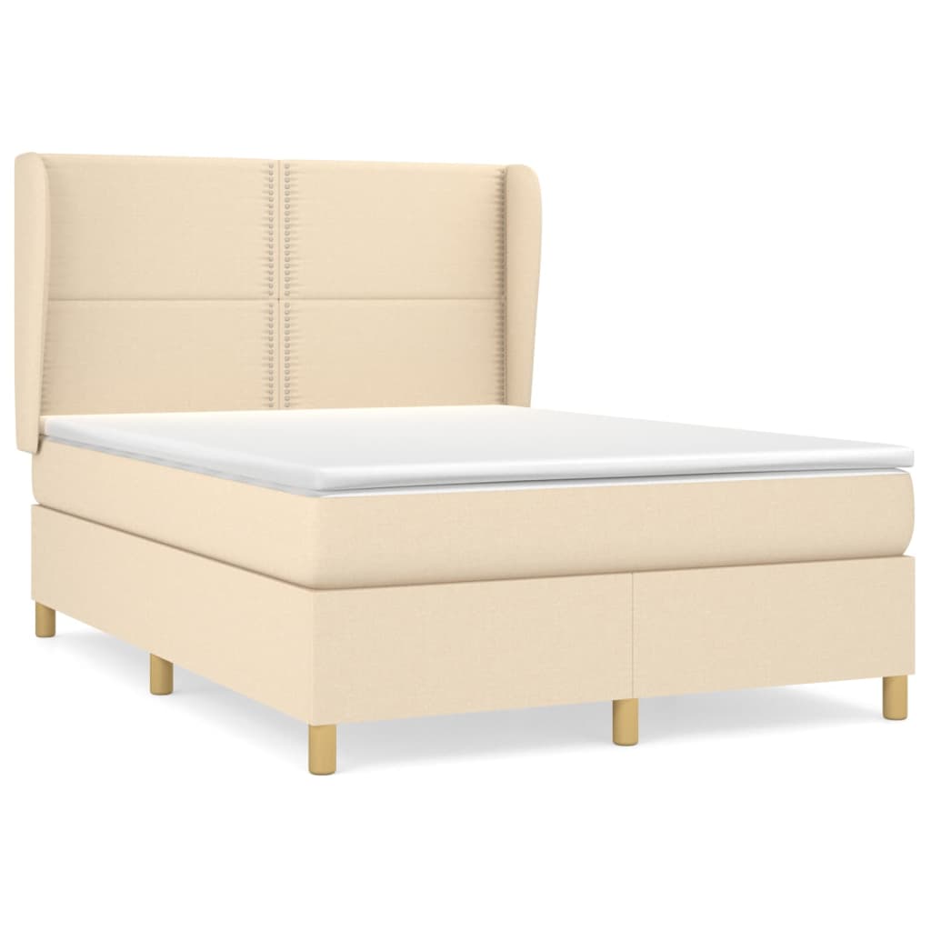 Lit double | Lit Adulte | Lit à sommier tapissier avec matelas Crème ...