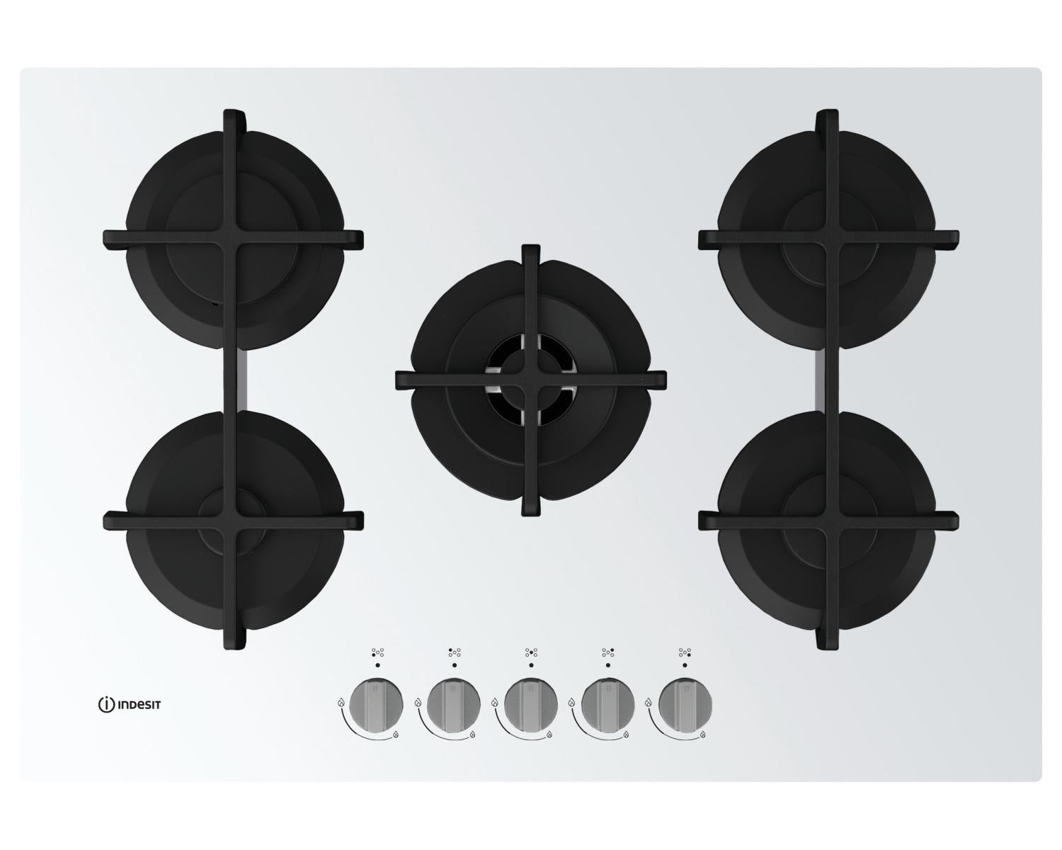 Indesit ING 72T/WH Table de cuisson encastrable 73 cm Gaz 5 feux Blanc ...