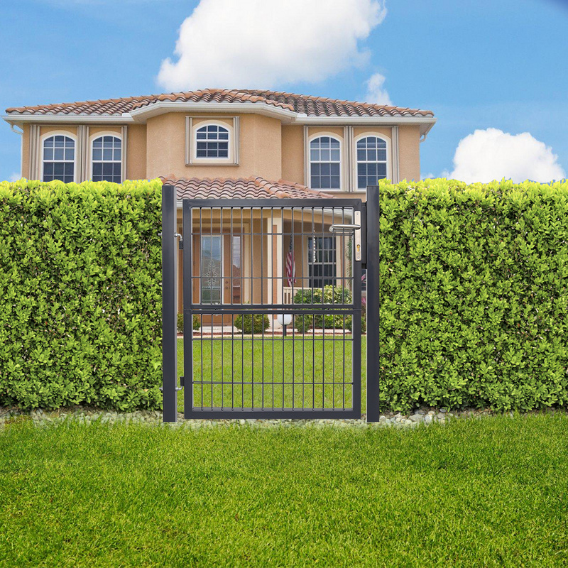 Portillon de Jardin Grillagé, en Acier Galvanisé, Clôture avec Serrure ...