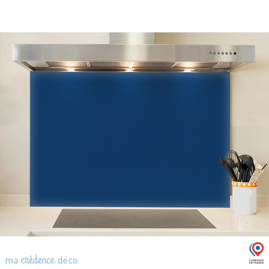 Crédence cuisine fond de hotte Bleu de sécurité RAL 5005 - Verre trempé ...