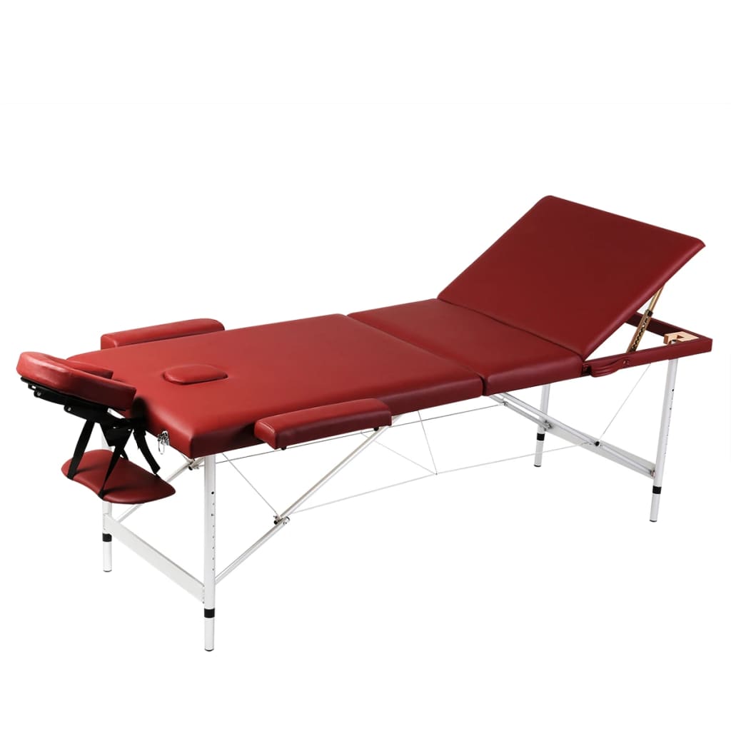Table Pliable De Massage Rouge 3 Zones Avec Cadre En Aluminium Leroy
