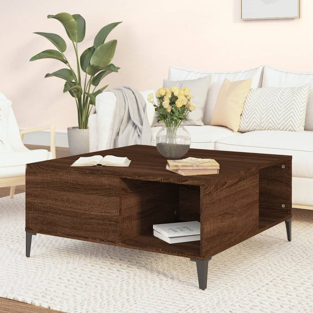 Table basse chêne marron 80x80x36,5 bois d'ingénierie | Leroy Merlin