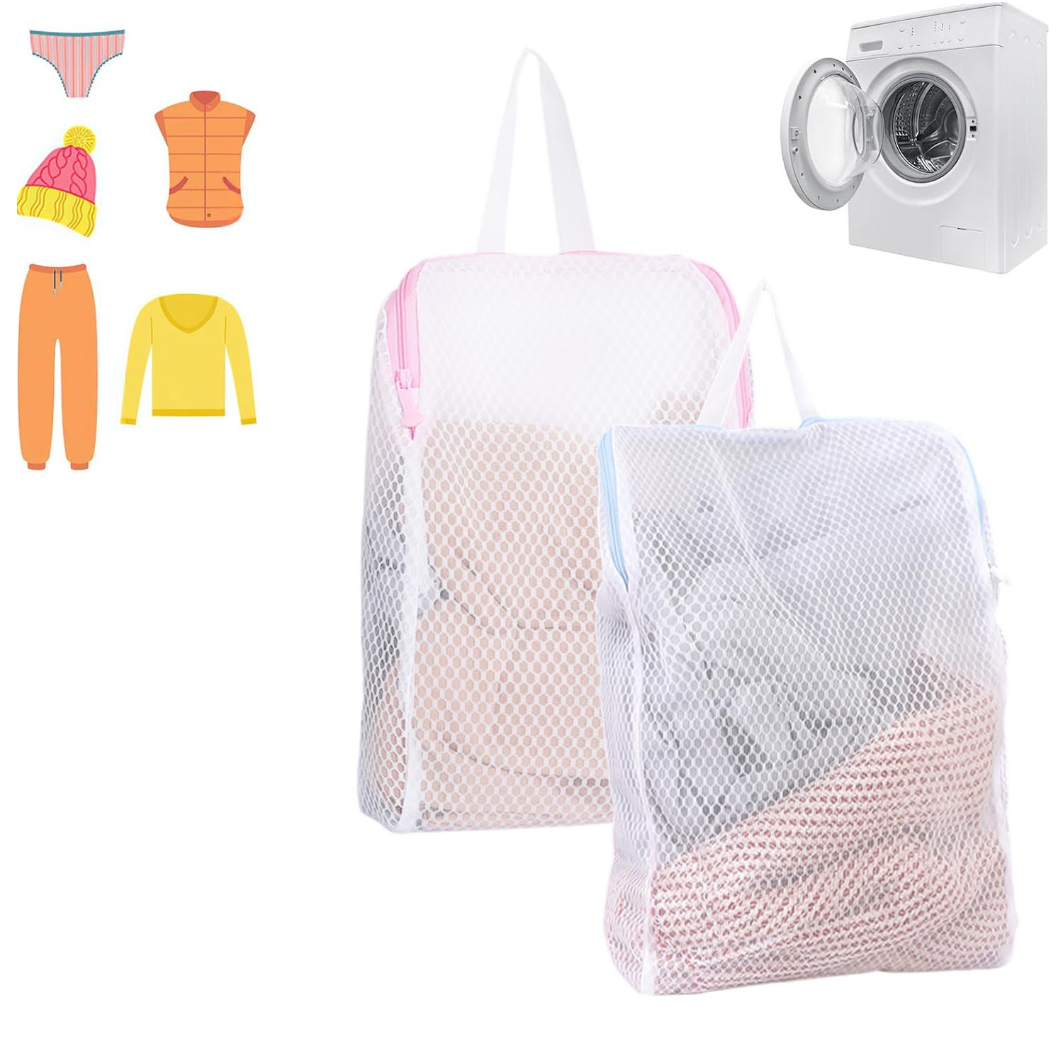 Lot de 2 filets à linge pour machine à laver,20 x 34cm, sac à linge en ...