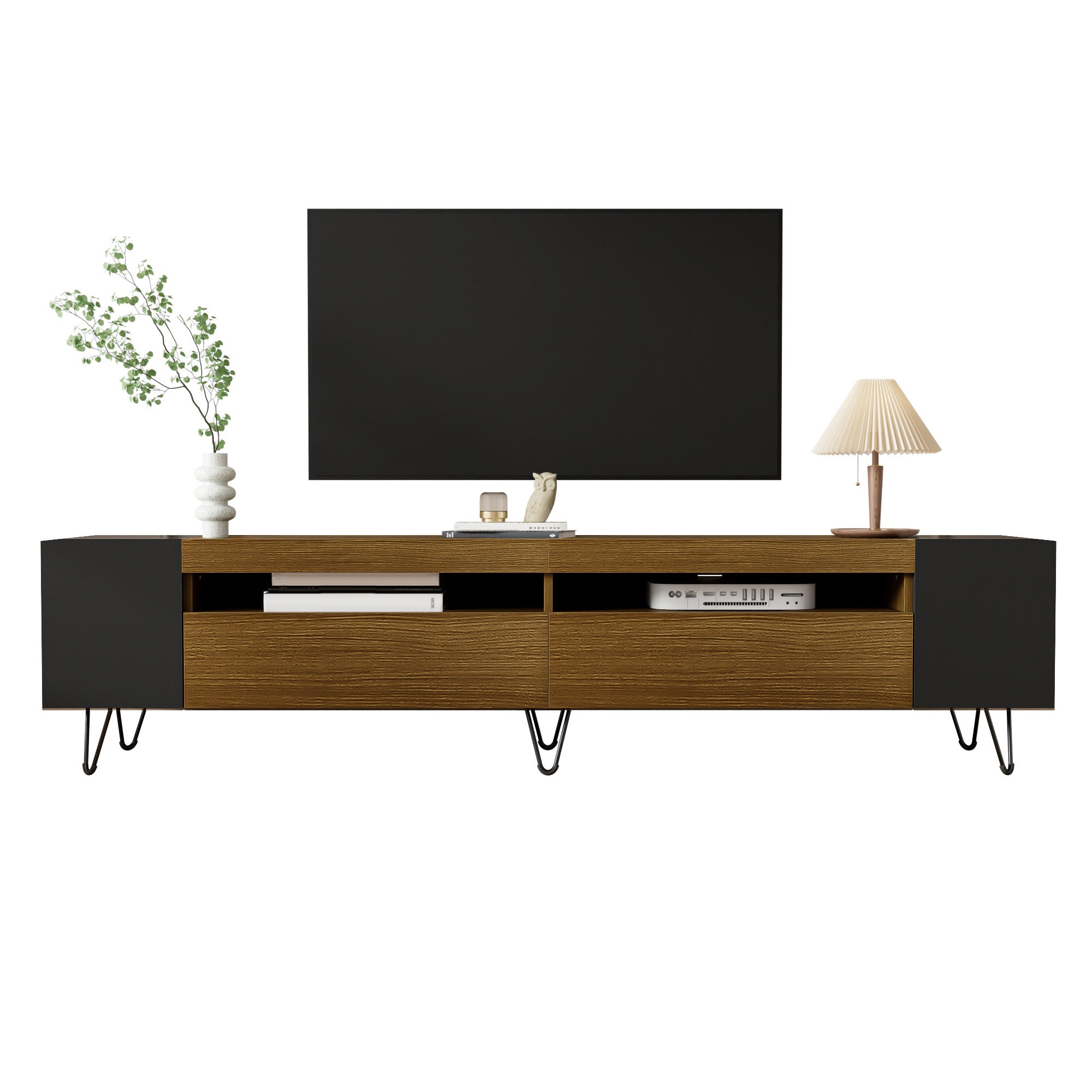 Meuble TV moderne 180 x 36 x 43 cm avec compartiment de rangement ...