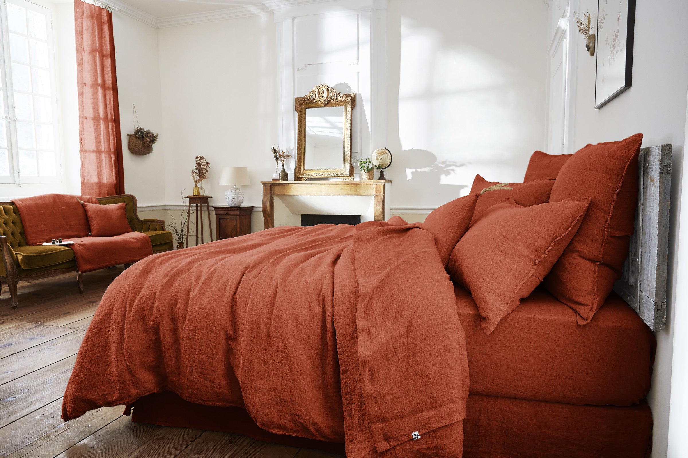 Drap plat 240 x 300 cm – Lin lavé Français - SOLINE Paprika | Leroy Merlin