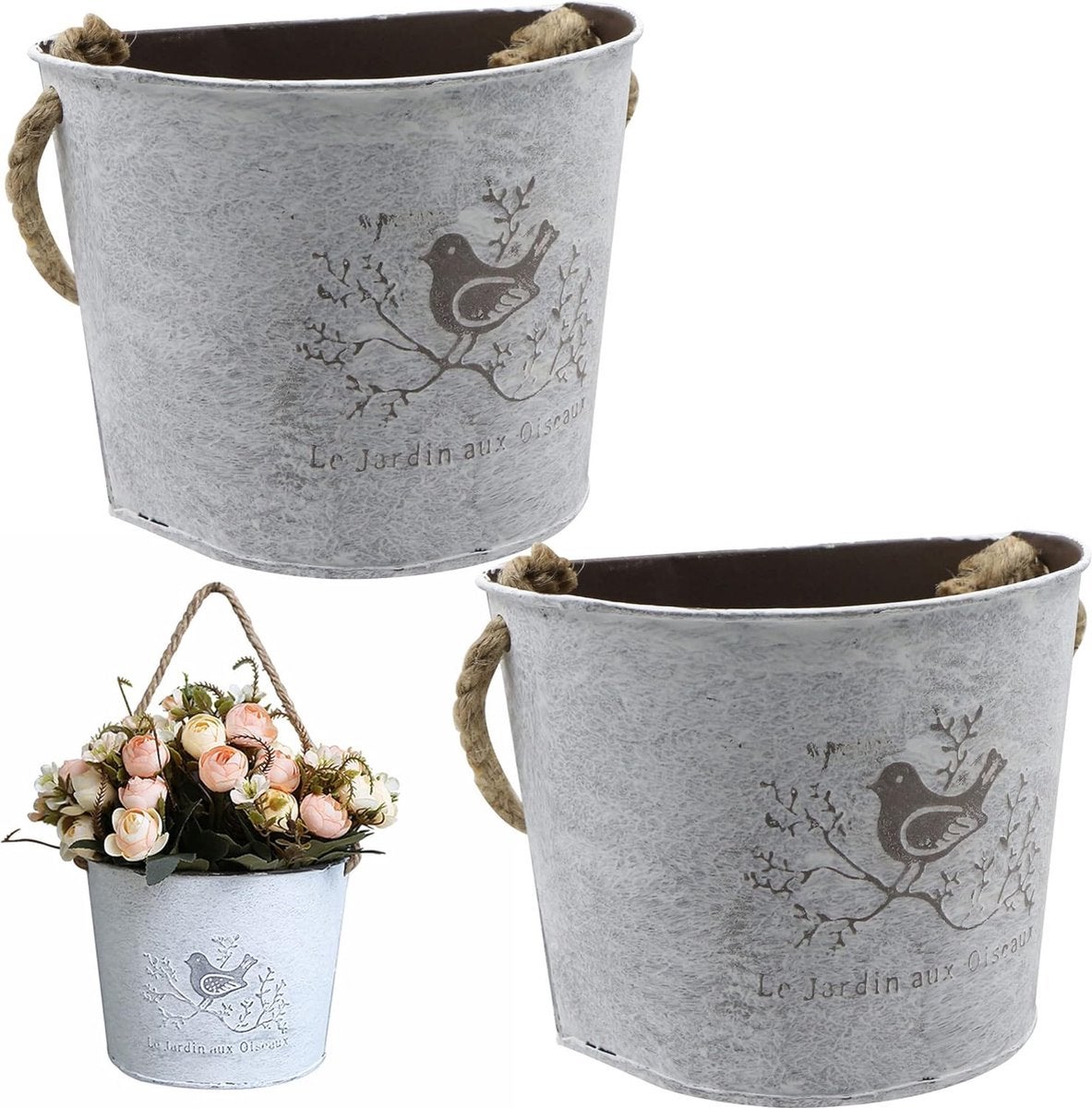 Paquete de 2 macetas colgantes de hierro para pared, maceta ...