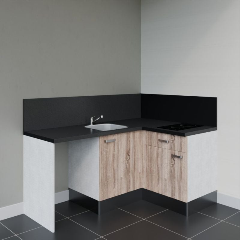 Kitchenette d'angle KA01L-PT avec plan de travail et évier - Façade ...