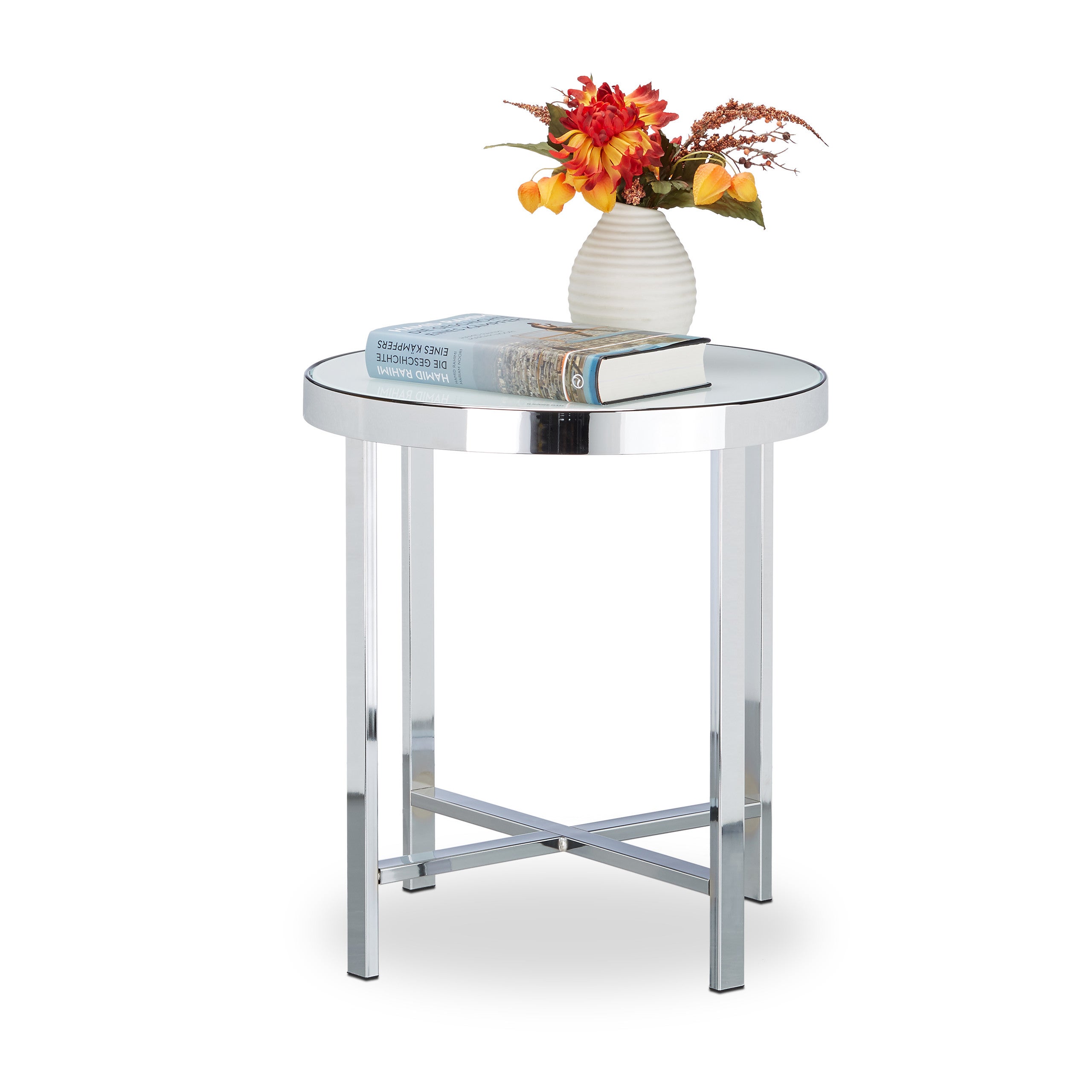 Relaxdays Table d’appoint console en verre opale table verre argenté ...