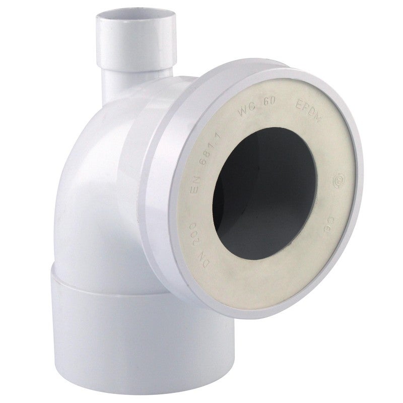 Pipe WC PVC Ø100 courte coudée femelle piquage Ø40 | Leroy Merlin