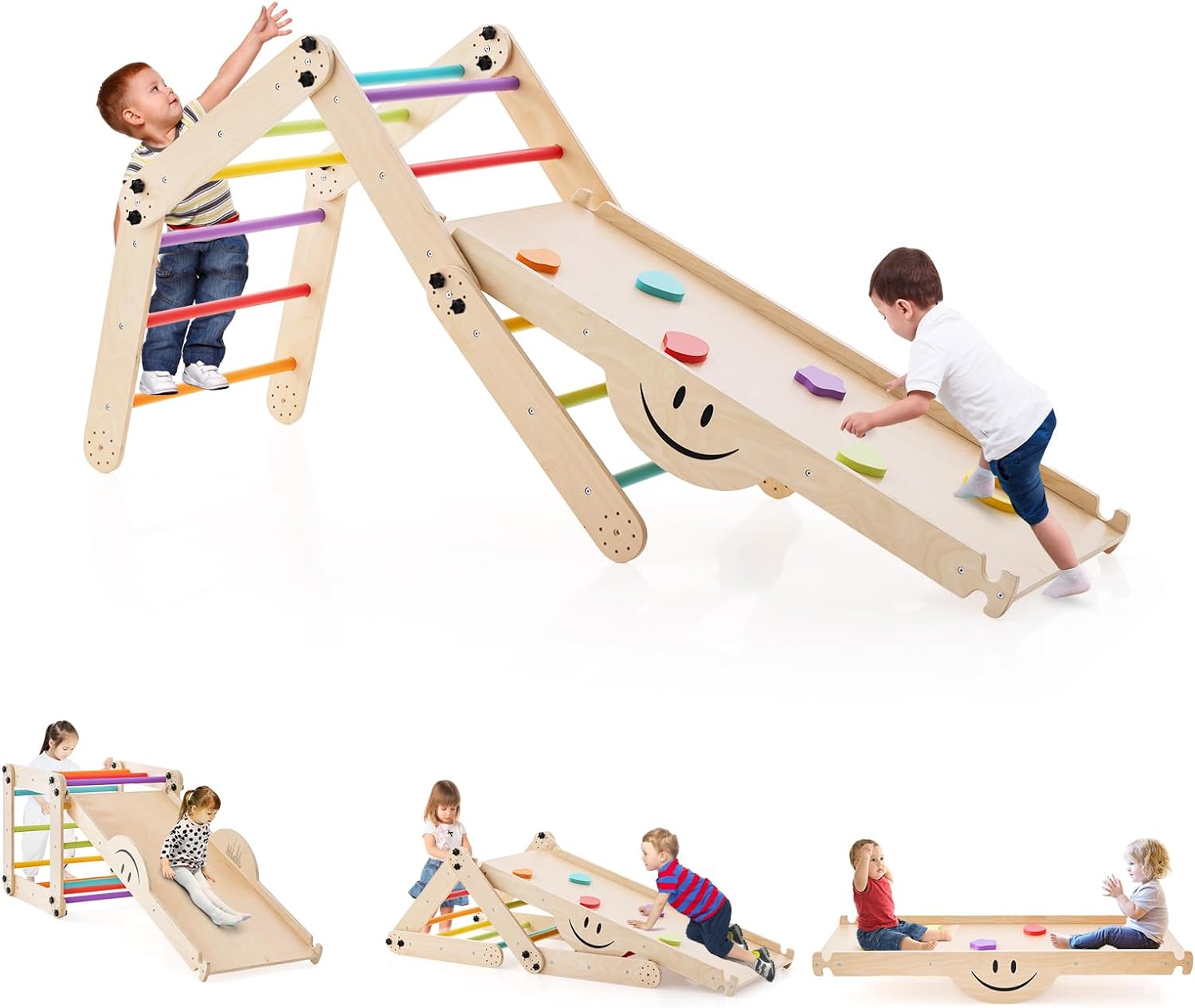 5 en 1 Échelle d'escalade Montessori Enfants avec Rampe Double Face ...
