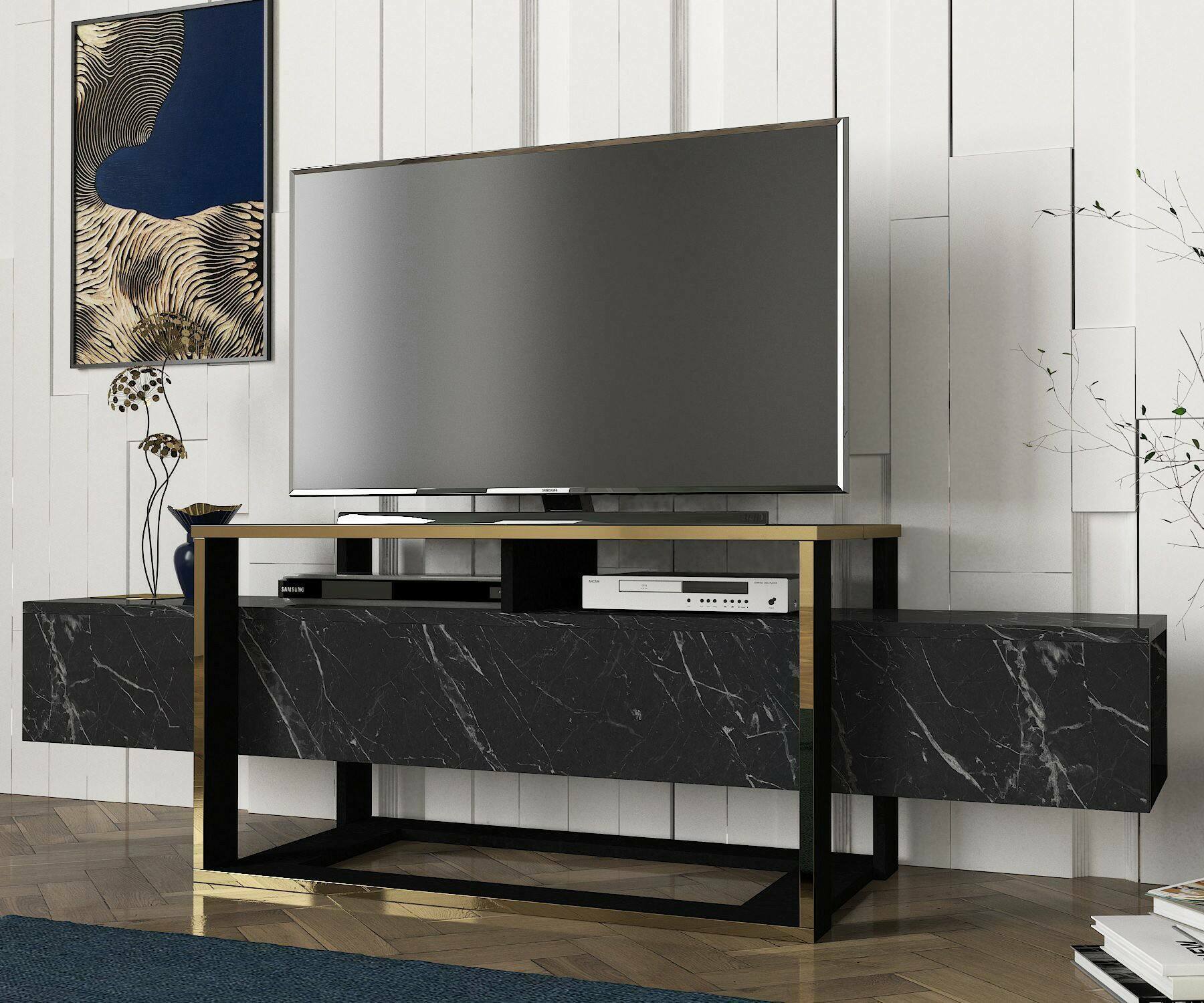 Meuble TV Callisto, Buffet de salon, Armoire basse pour TV, Base murale ...