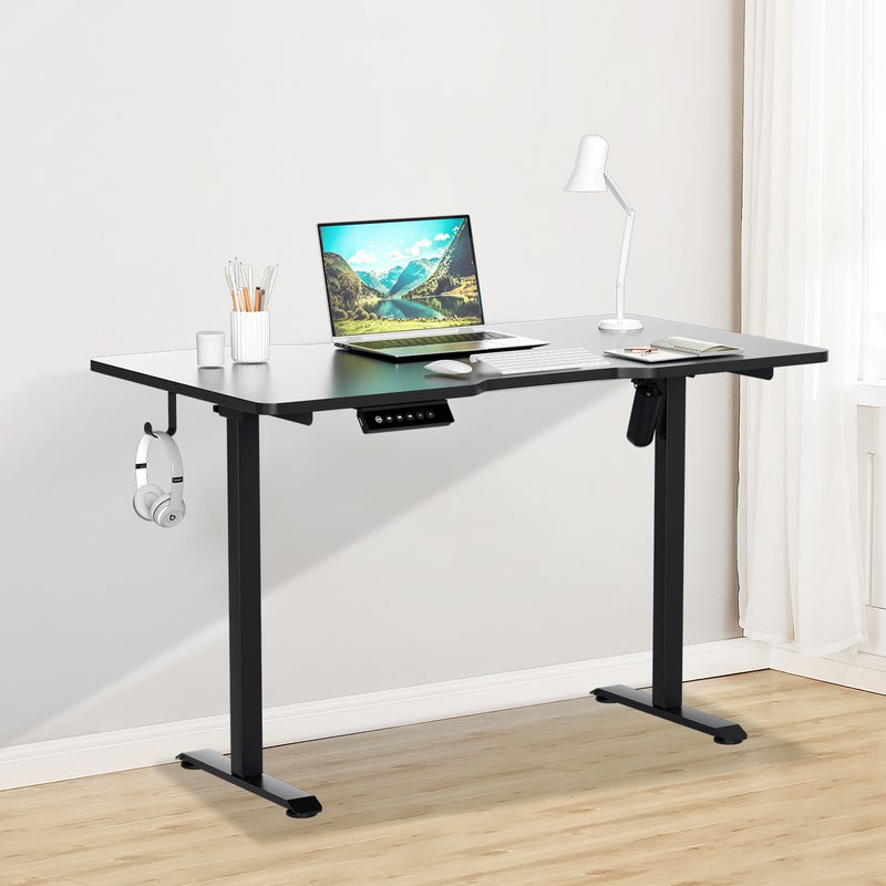 Escritorio regulable en altura 70-115cm con tablero negro 140x60cm ...