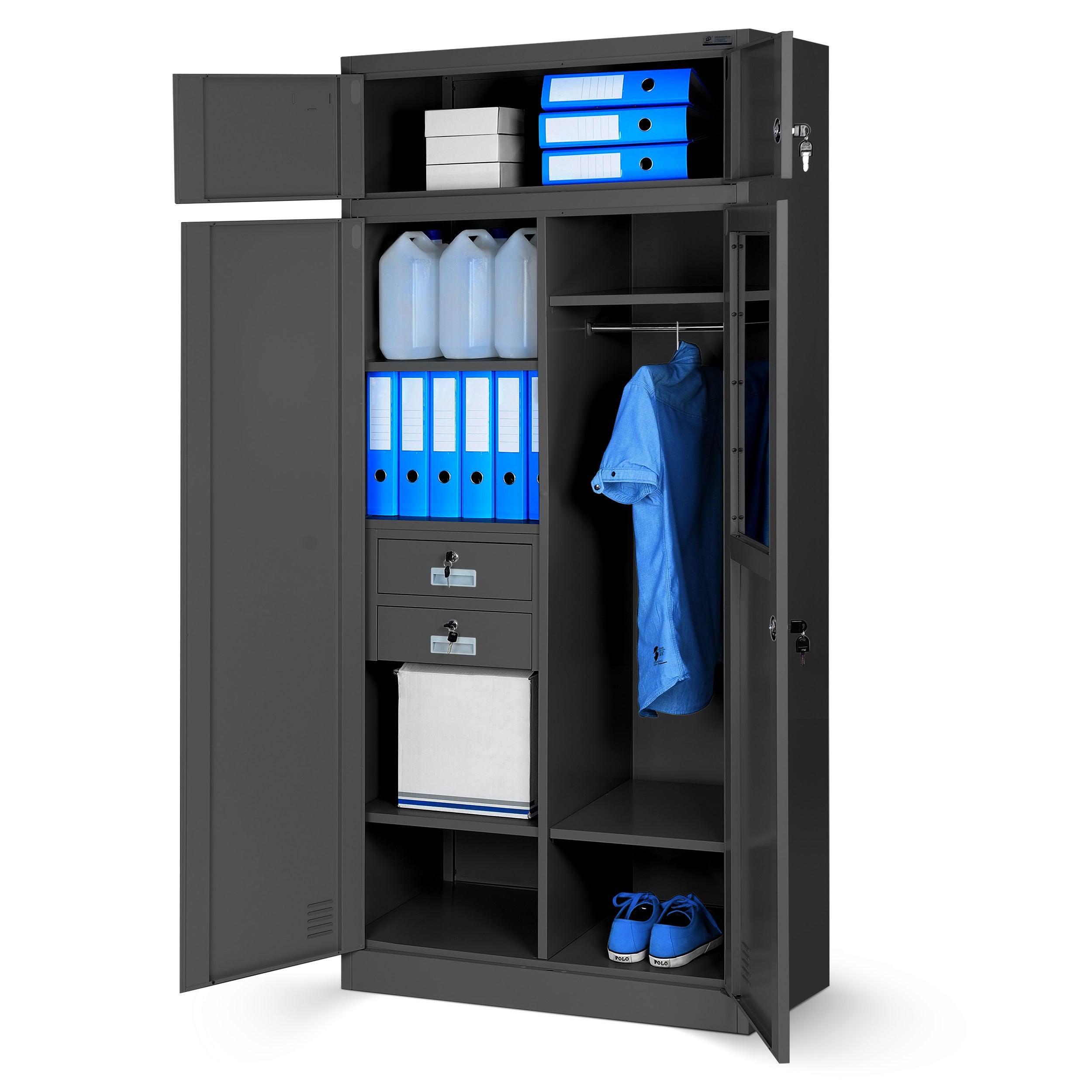 Armoire Polyvalente de Bureau Métallique Compartiment Secret 2 Tiroirs ...