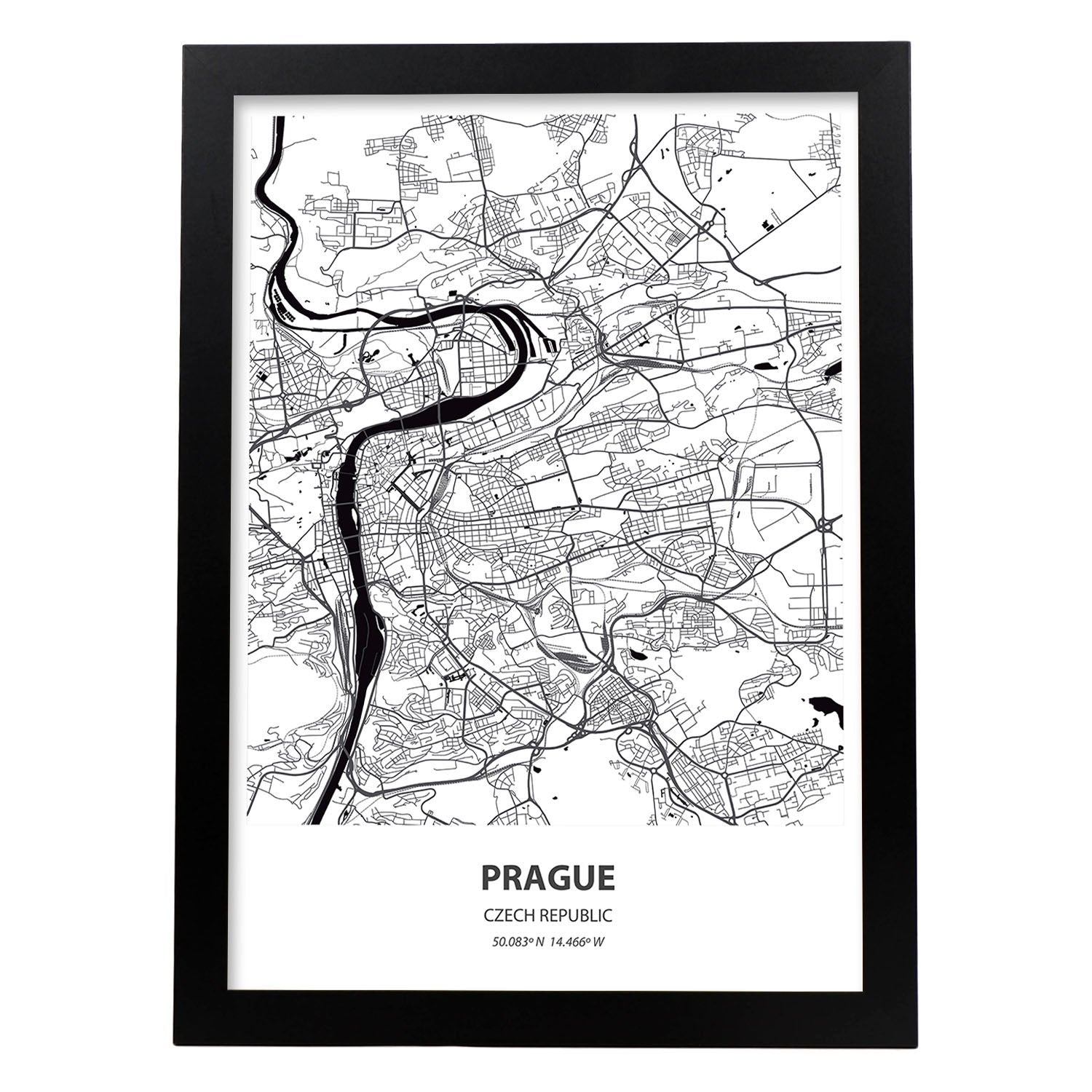 Poster Con Mapa De Prague Republica Checa. Láminas De Ciudades De ...