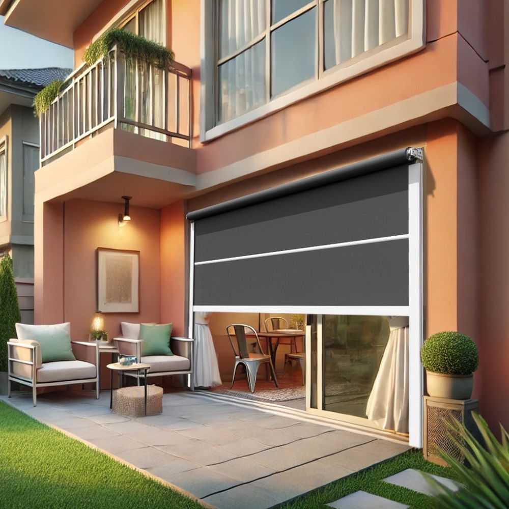 DINA - Store de fenêtre renforcé à coulisses (Manuelle - Gris ...