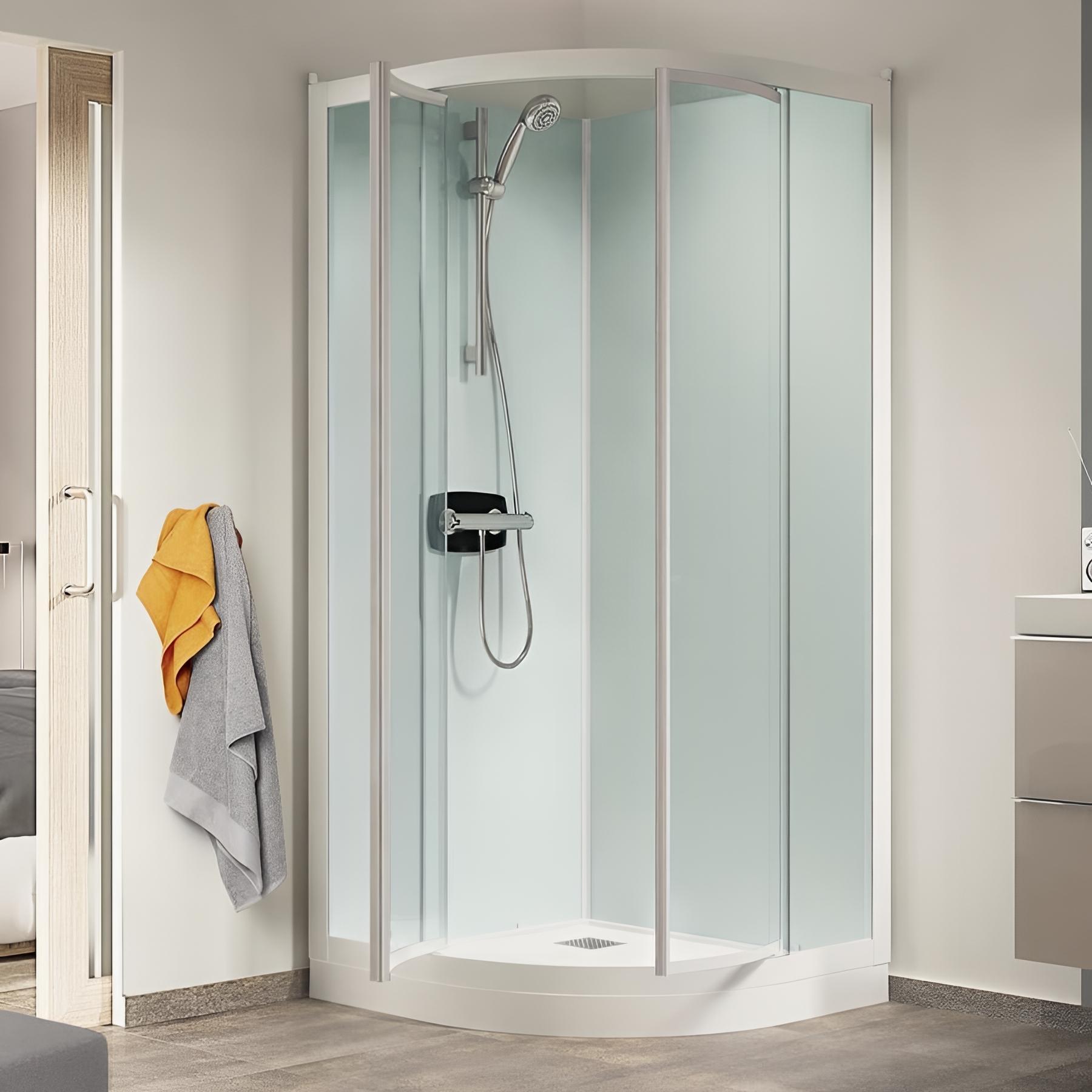 Cabine de douche KINEDO GLASS 80x80 1/4 de rond hauteur du receveur de ...