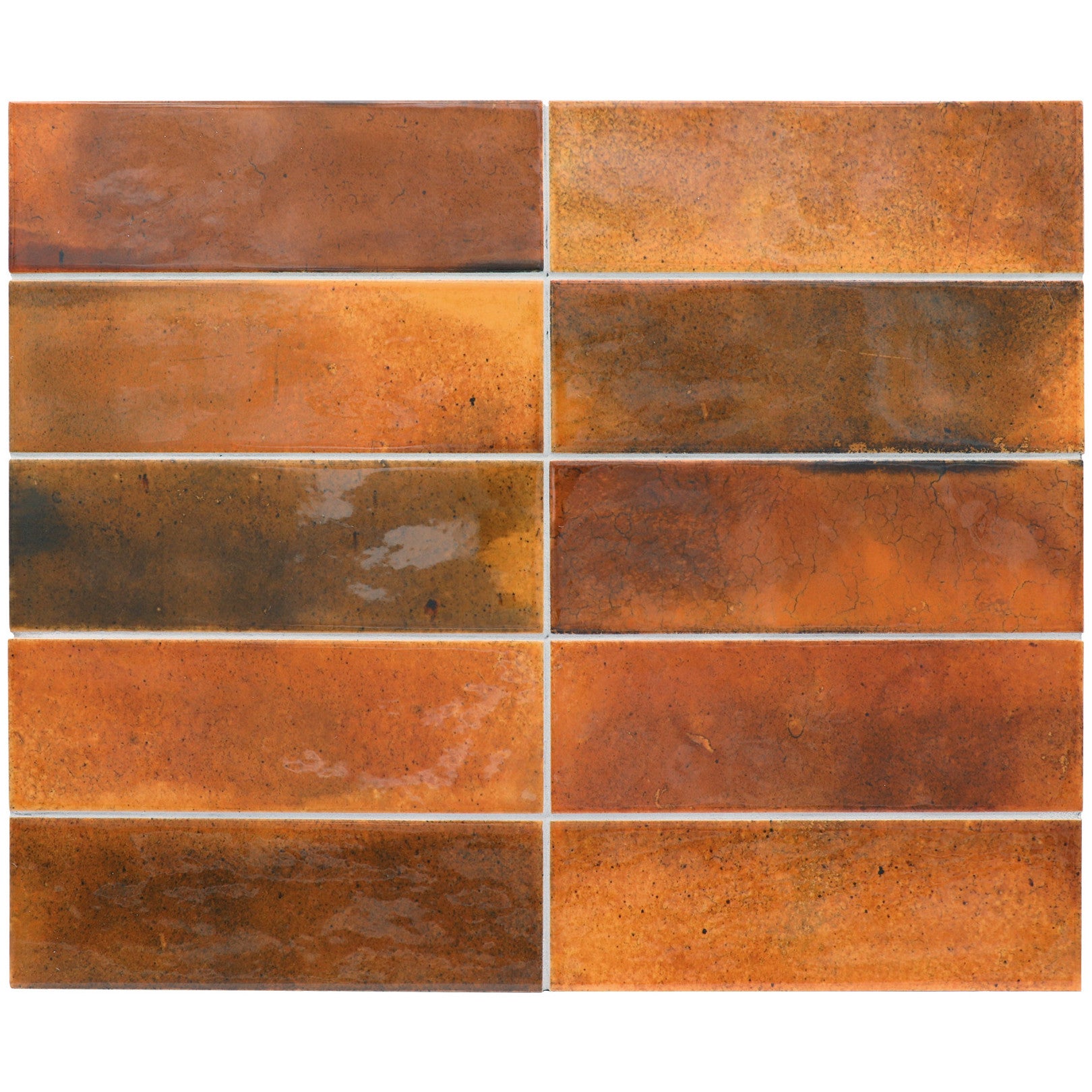 Carrelage mural faïence effet rustique THANGLONG 20x6.5 cm Burnt red ...