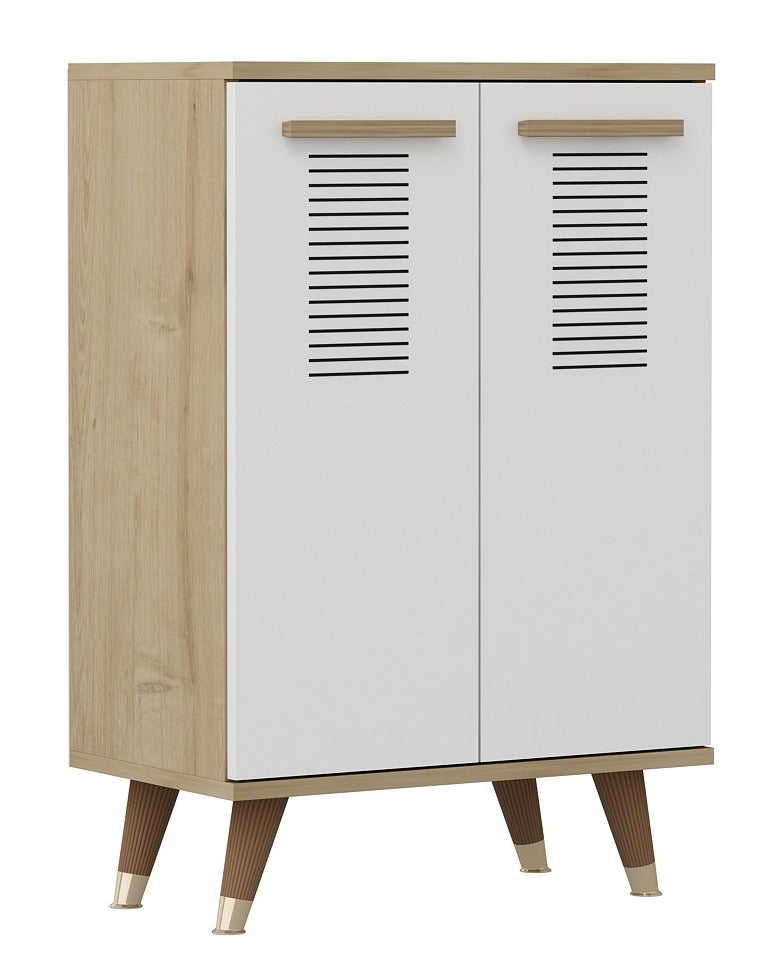 Petite commode Chêne Saphir et blanc 2 portes Parko 60cm | Leroy Merlin