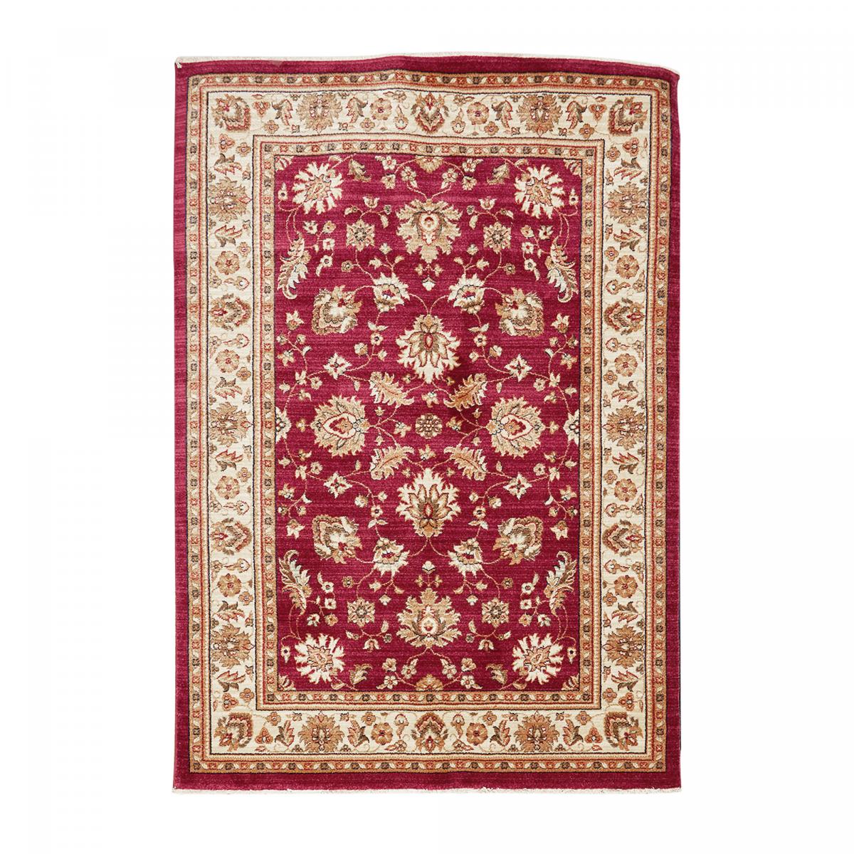 Tapis orient 120x180 rectangle rouge et ivoire tissé motif traditionnel ...