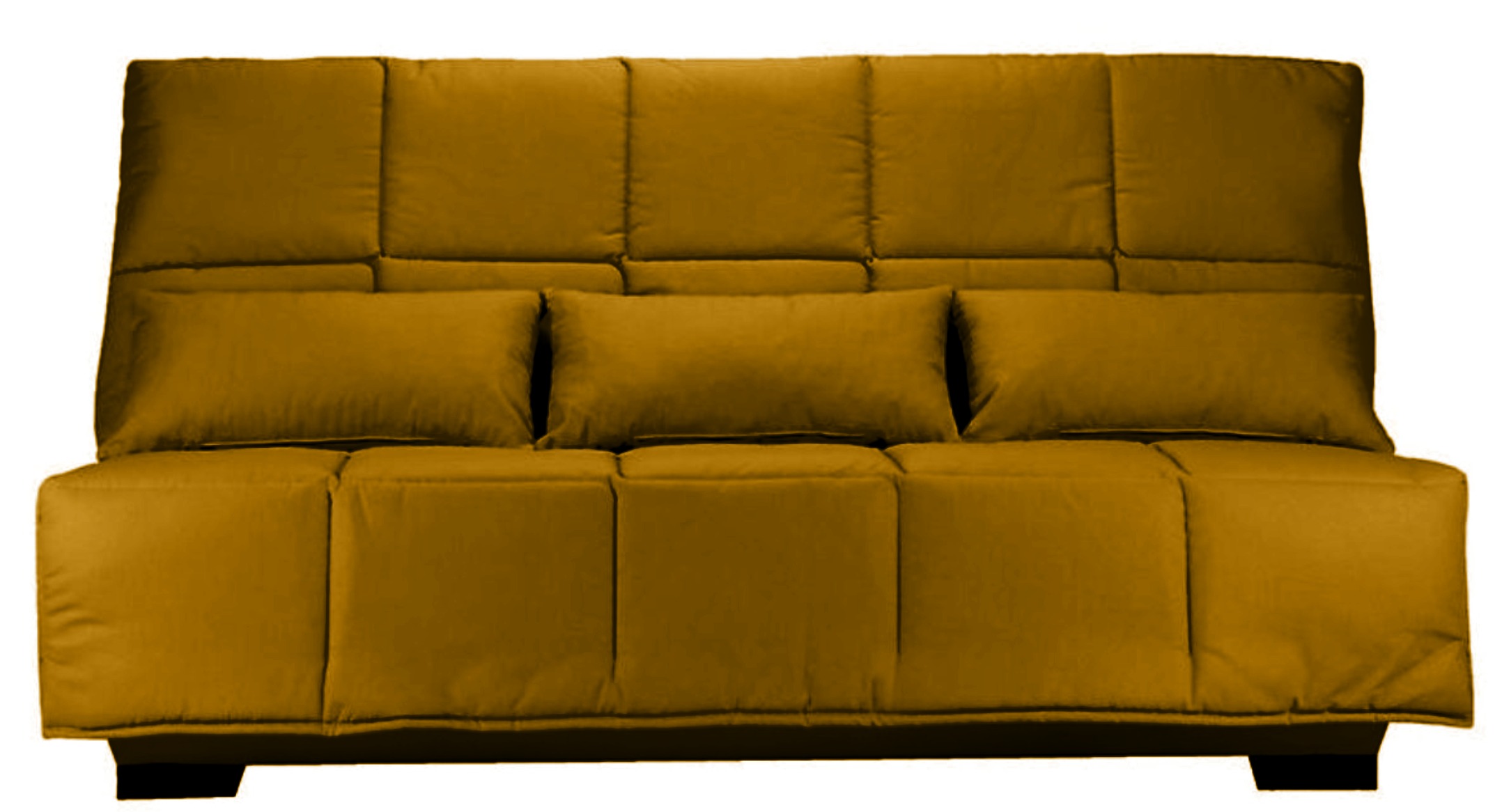 Canapé clic clac tissu avec rangement matelas Starconfort 15cm Lina 193cm-Couleur Jaune miel ...