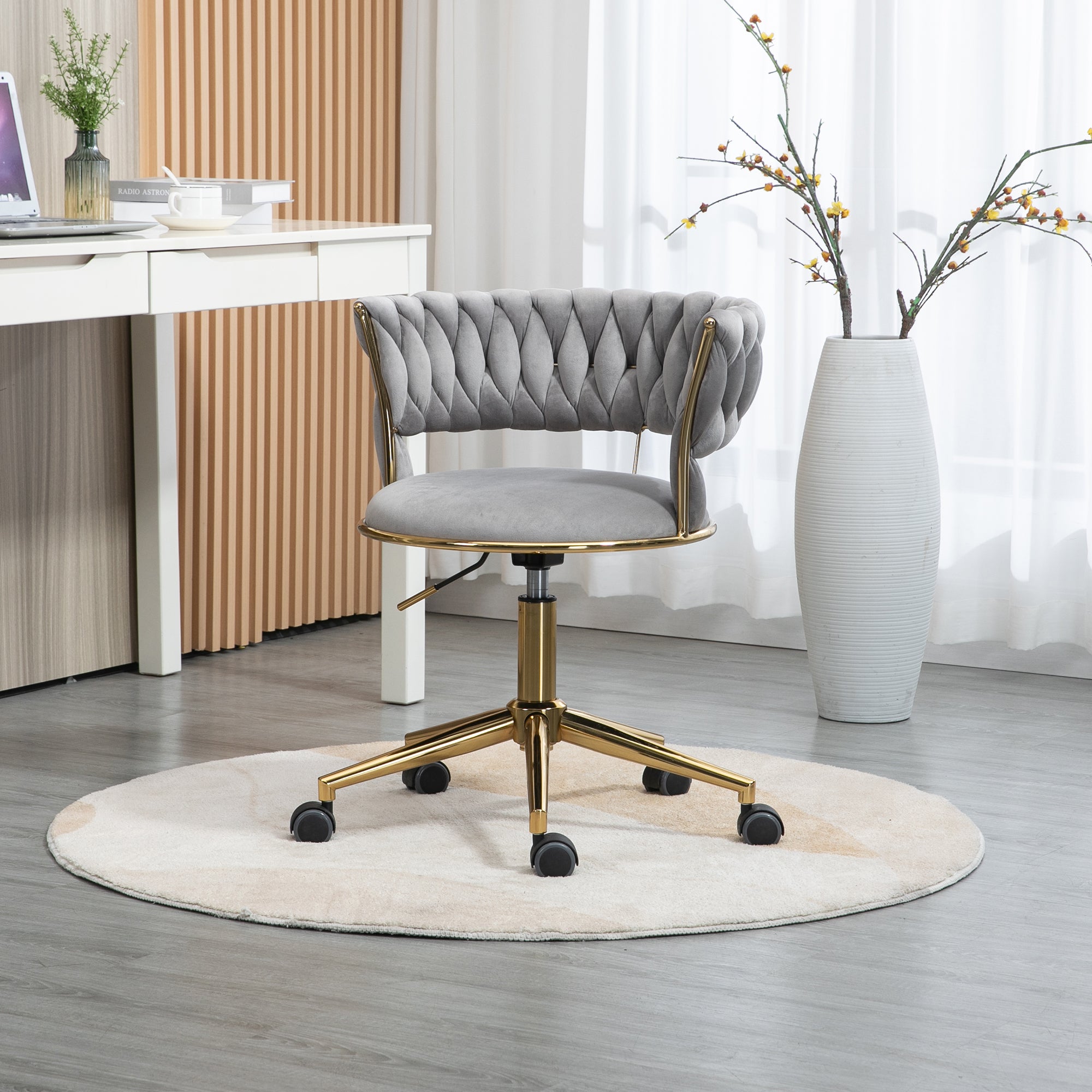 Chaise de bureau en velours, chaise de bureau à roulettes réglable ...