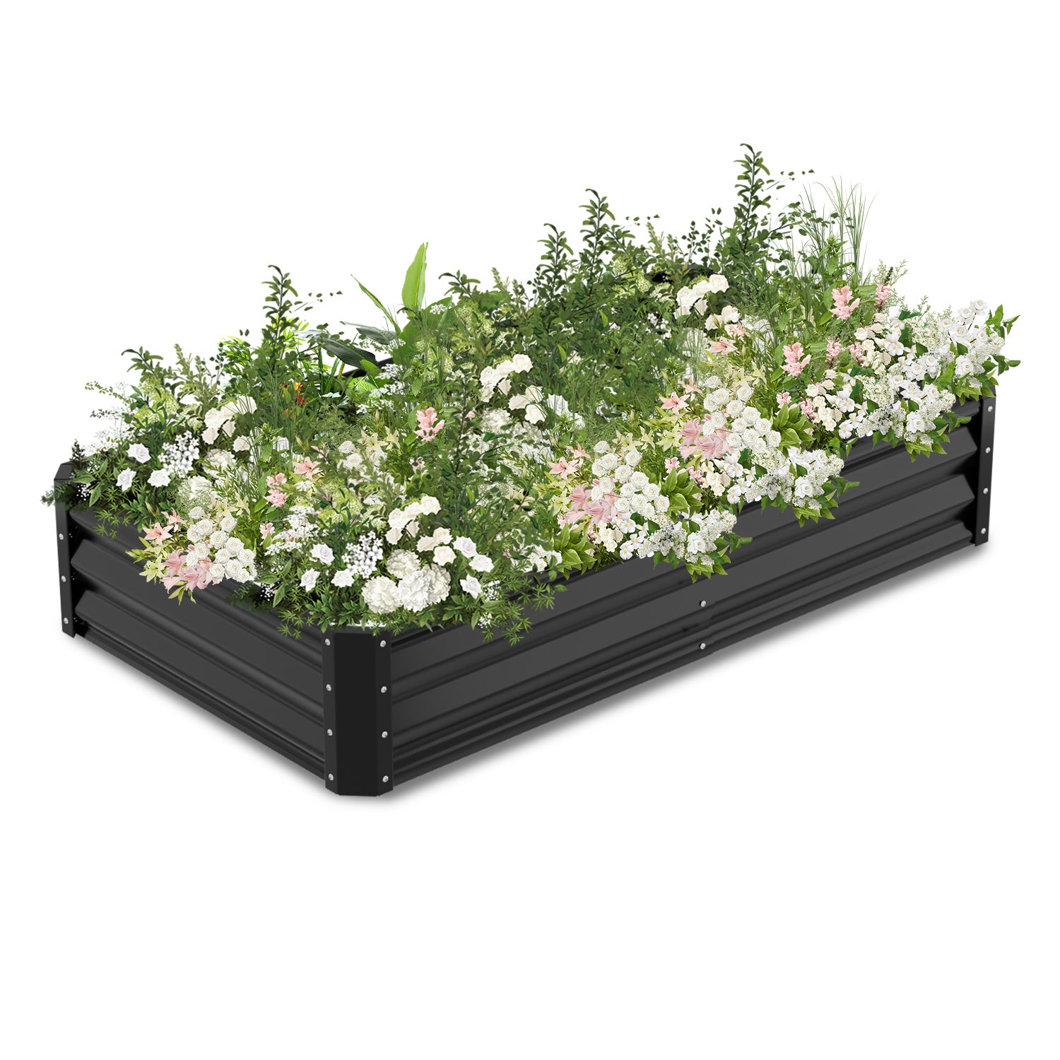 Potager Jardinière 160x90x30cm Métal Galvanisé Bac de Plantation avec ...