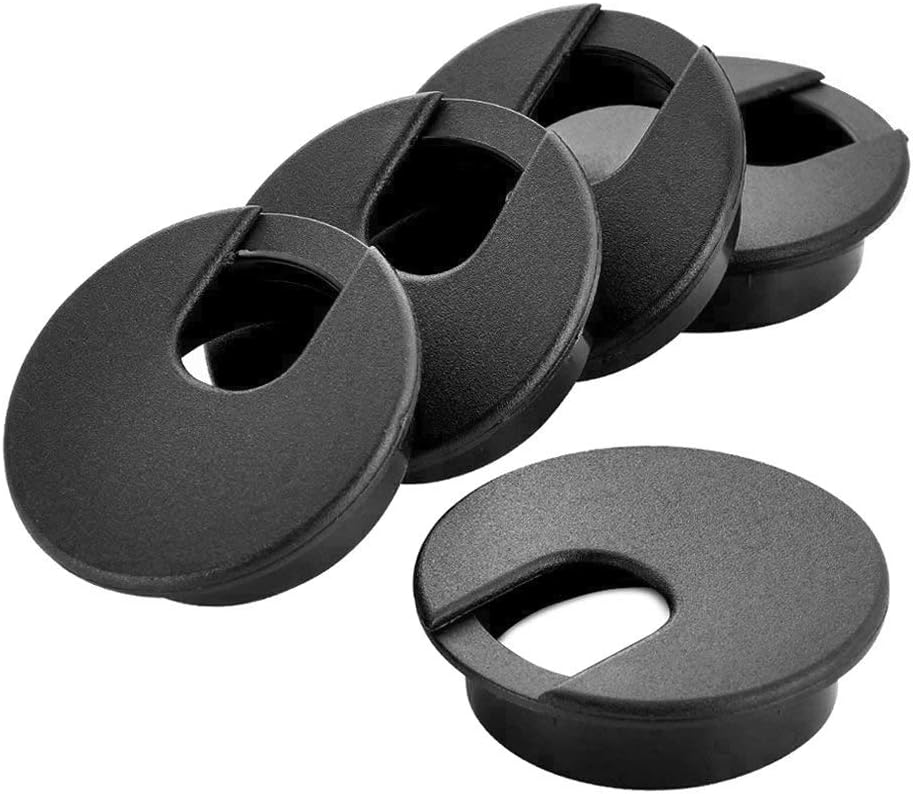 Lot de 12 cache-câbles en plastique noir de 50 mm (2") pour bureau ou ...