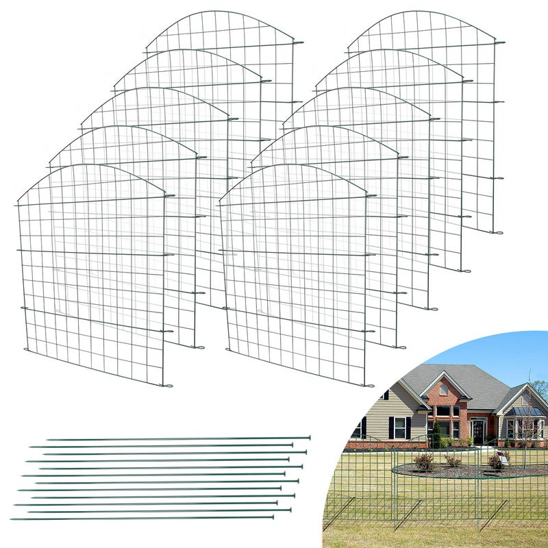 22 piezas valla de jardín valla de metal verde, valla de malla, valla ...