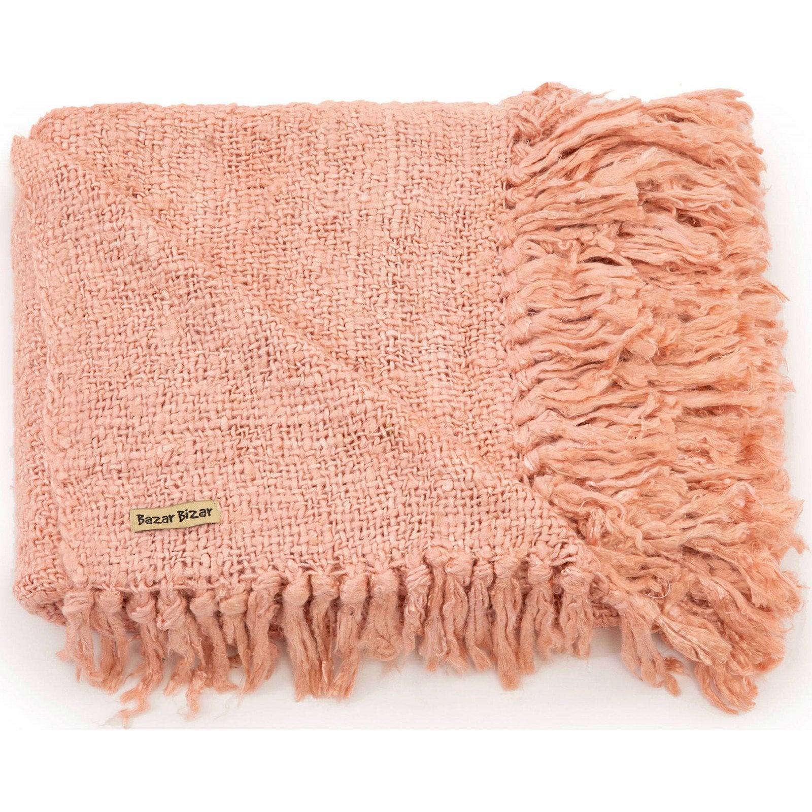 Plaid Coton Rose à Franges Luxe 130 x 170 x 3,5 cm Rose | Leroy Merlin