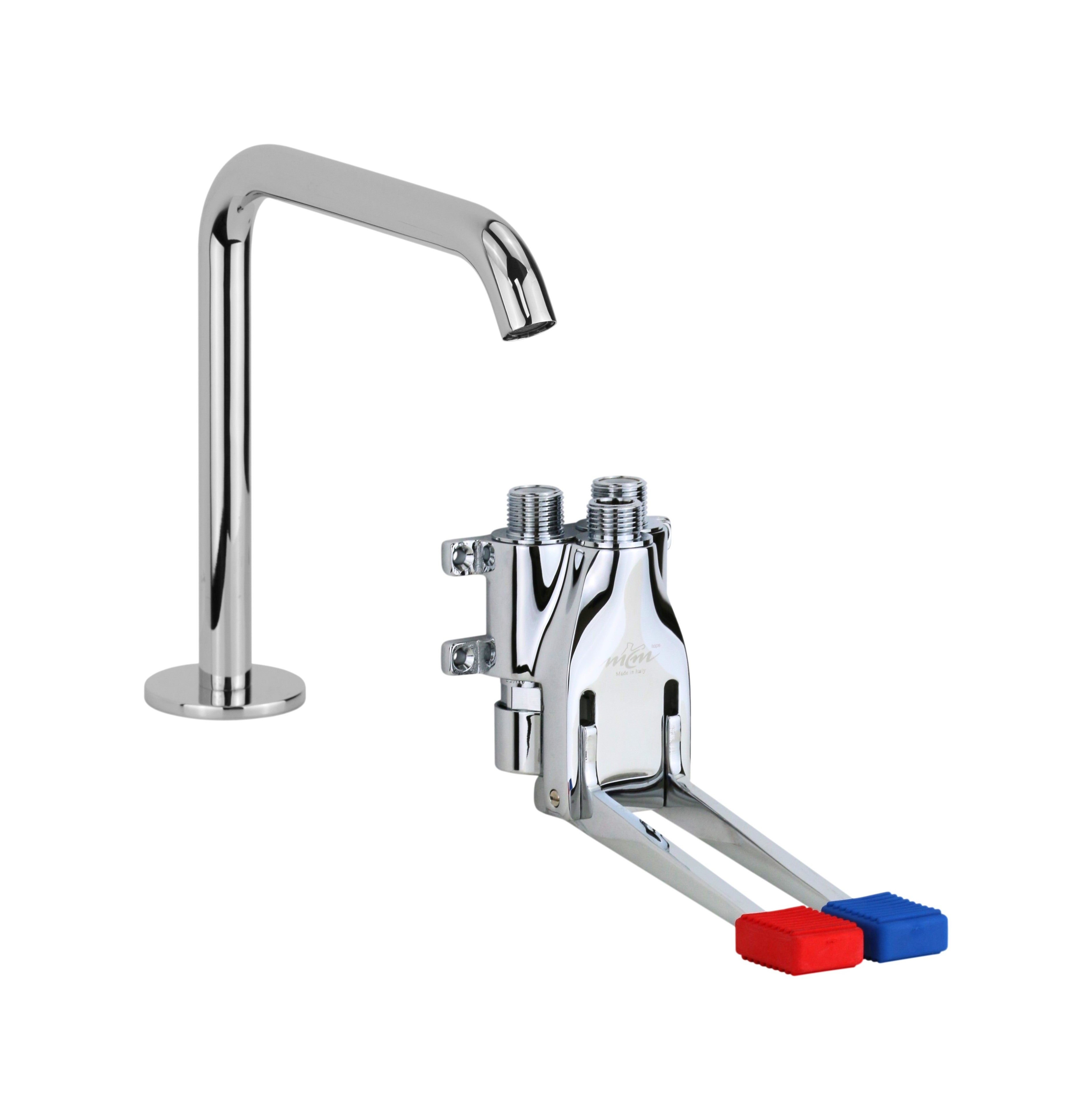 Kit mitigeur temporisé avec commande à pédale et bec fixe pour lavabo ...