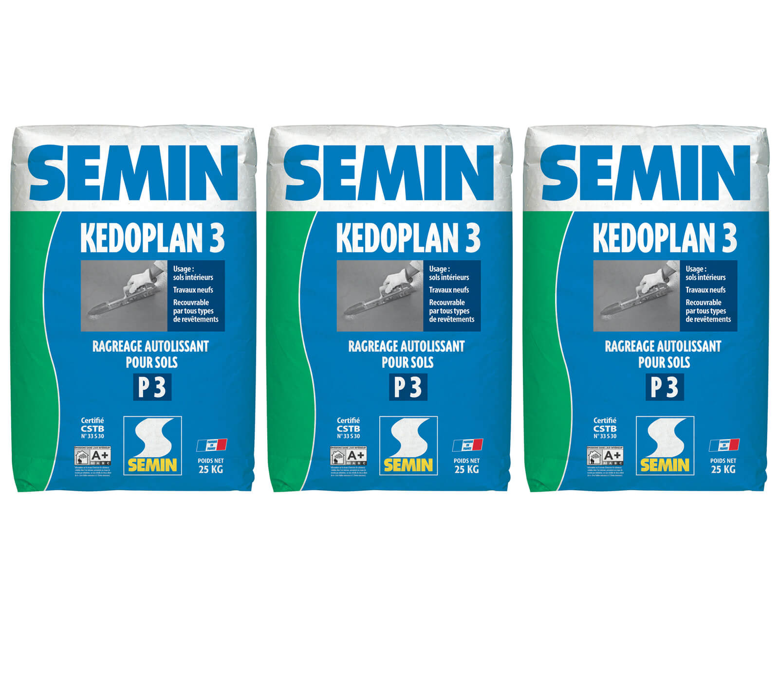 Enduit de Ragréage Autolissant Kedoplan 3 Semin, Sol Intérieur, sac de ...