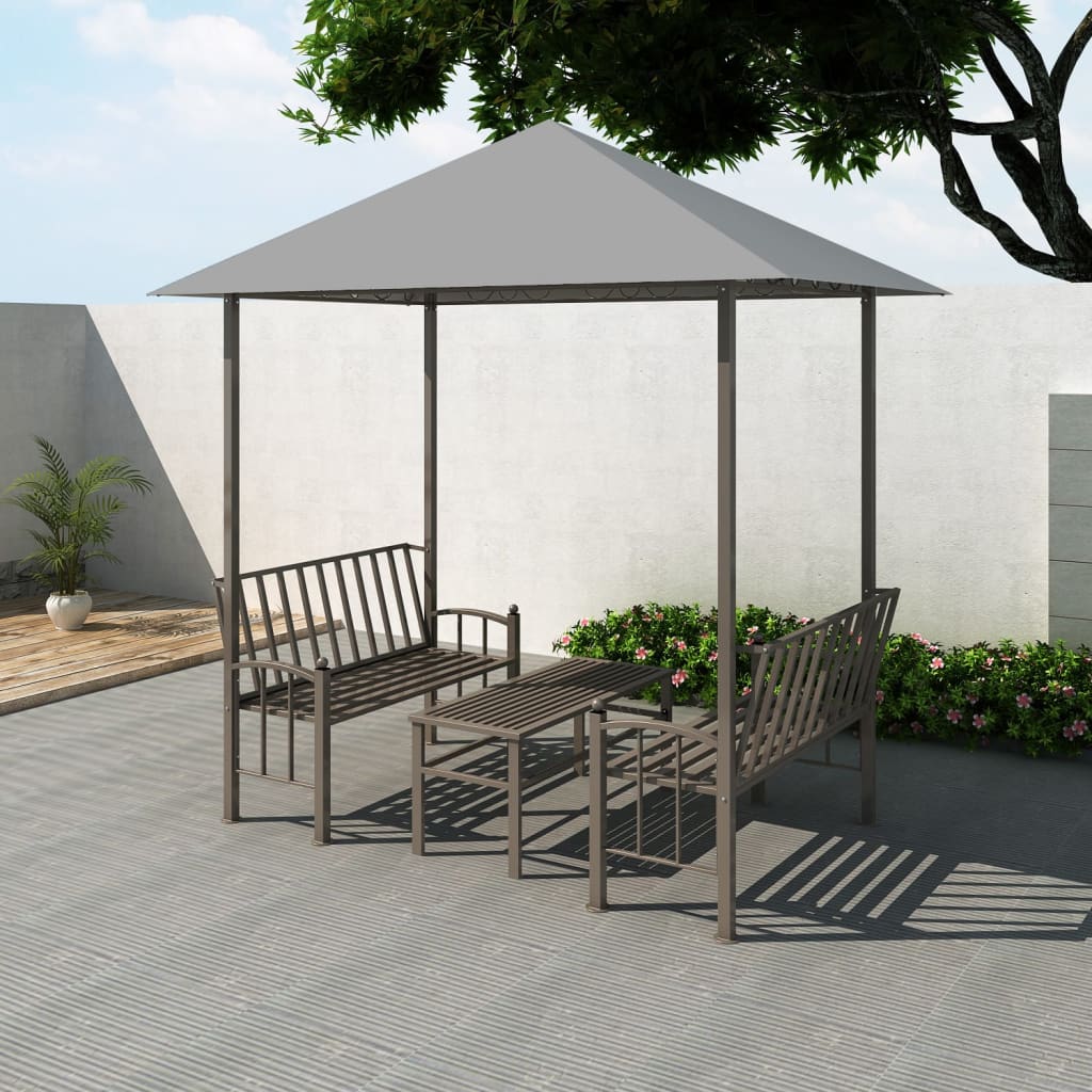 Carpa de jardín con mesa y bancos 2,5x1,5x2,4m Antracita | Leroy Merlin