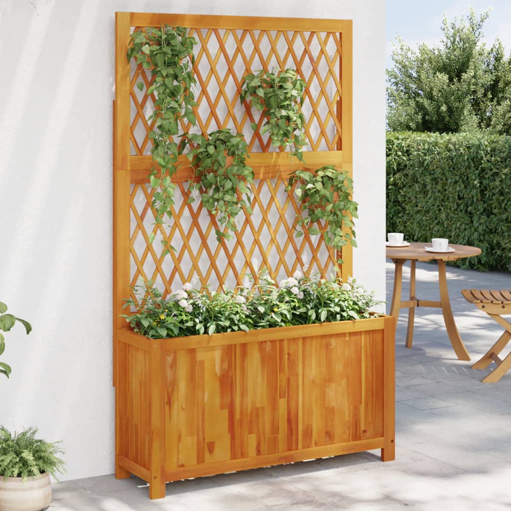 Jardinière avec treillis 100x32x165 cm bois massif d'acacia vidaXL ...