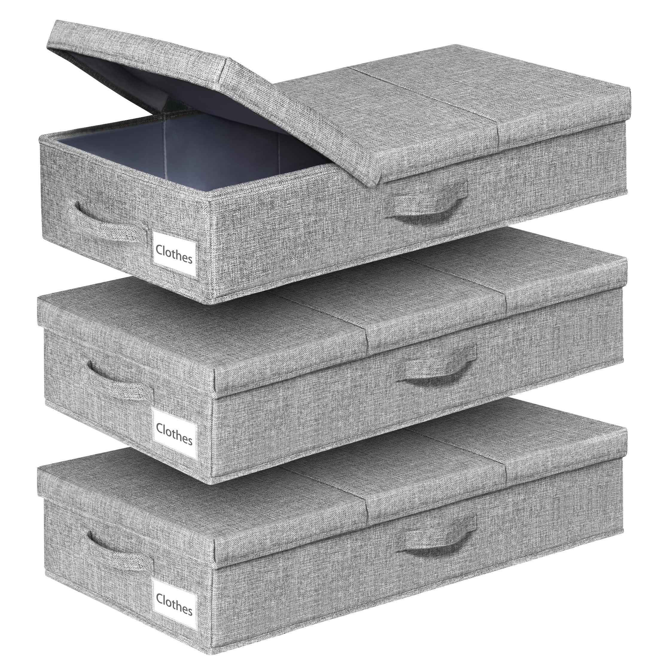 Juego de 3 cajas plegables para guardar ropa con asas y tapa reforzadas ...