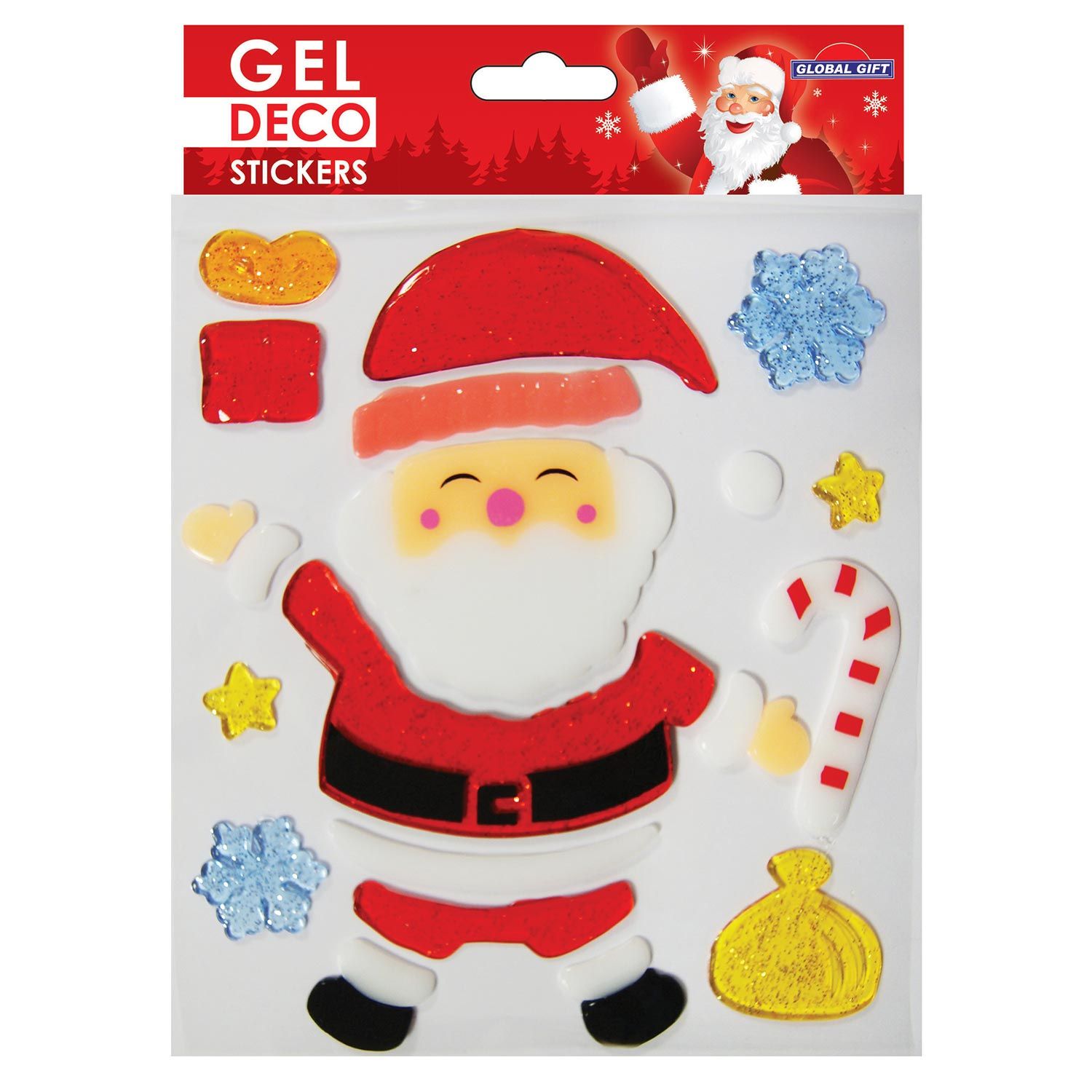 Stickers gel Noël pour fenêtre - Père Noël et sucre d'orge - Global ...