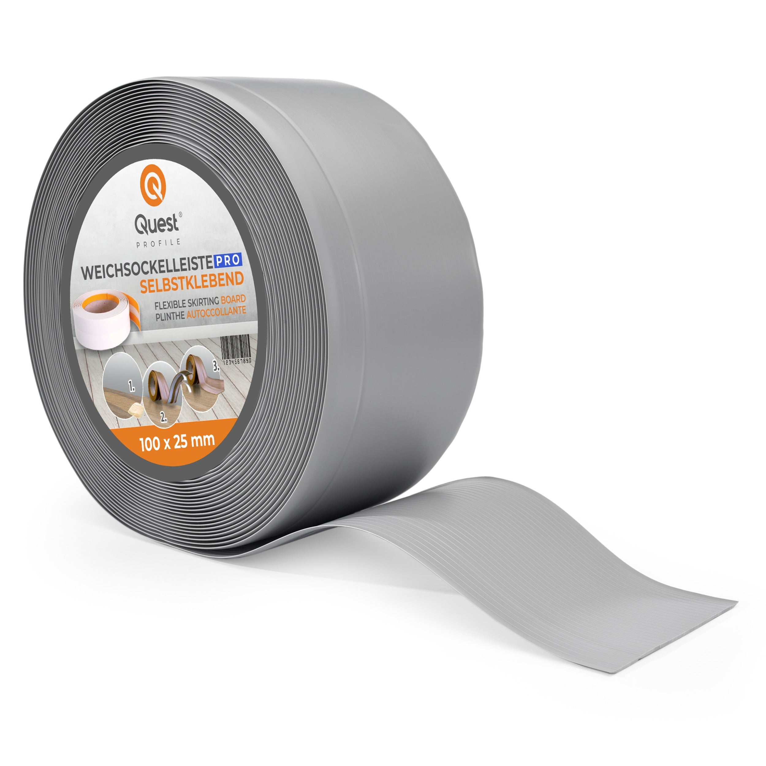 QUEST Rodapié PVC 100x25mm, 25m, rodapiés blando, zócalo profesional ...