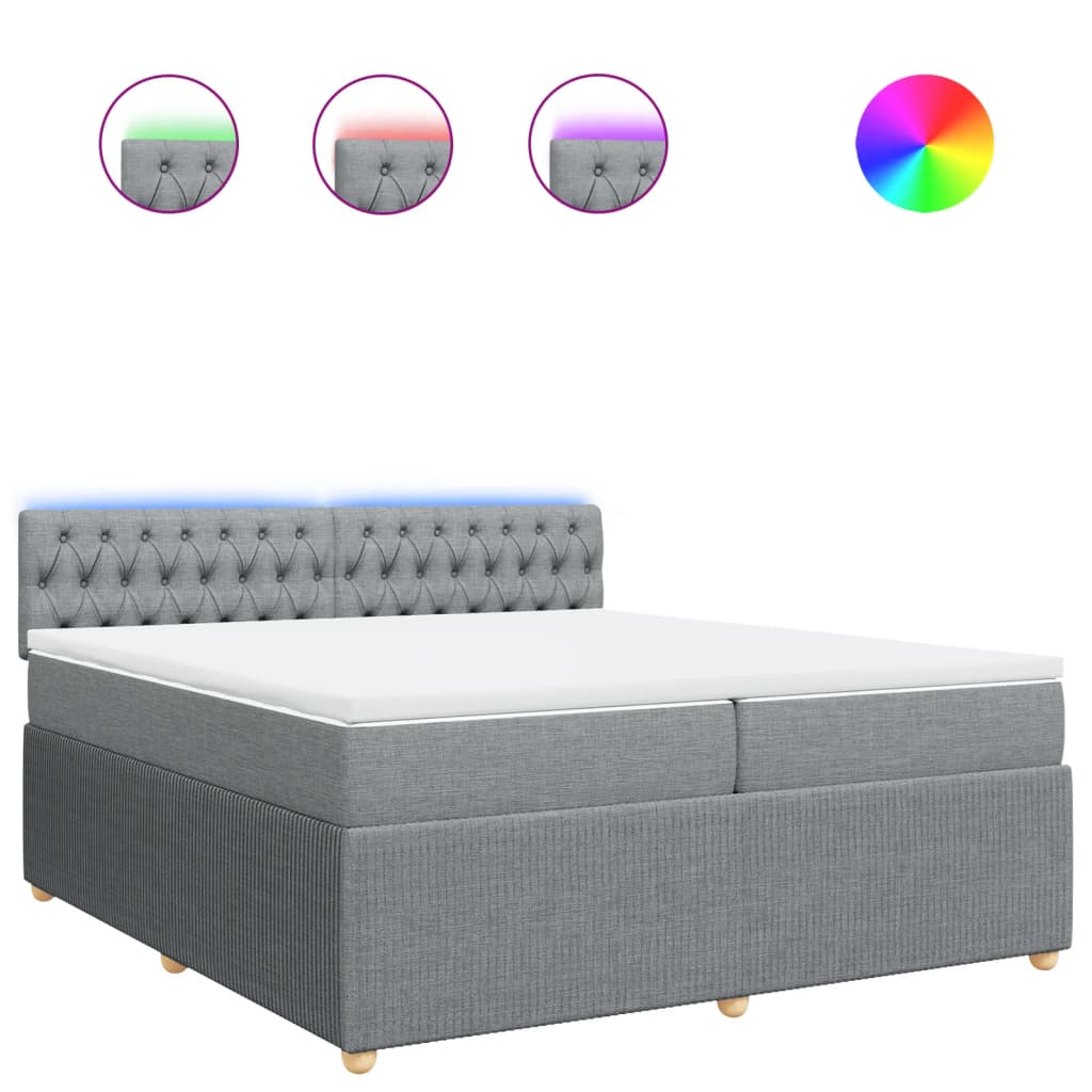 Cama box spring con colchón tela gris claro 200x200 cm | Leroy Merlin